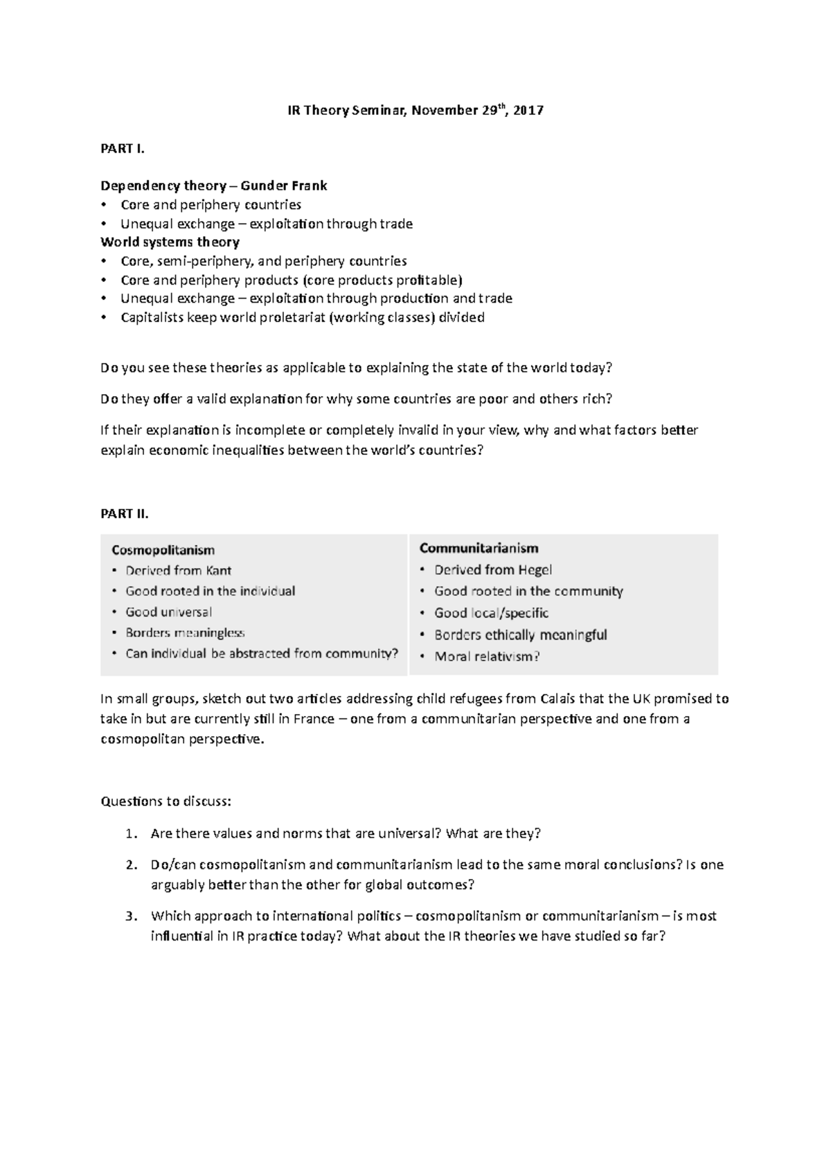 IR Theory Seminar - Dependency theory – Gunder Frank • Core and ...