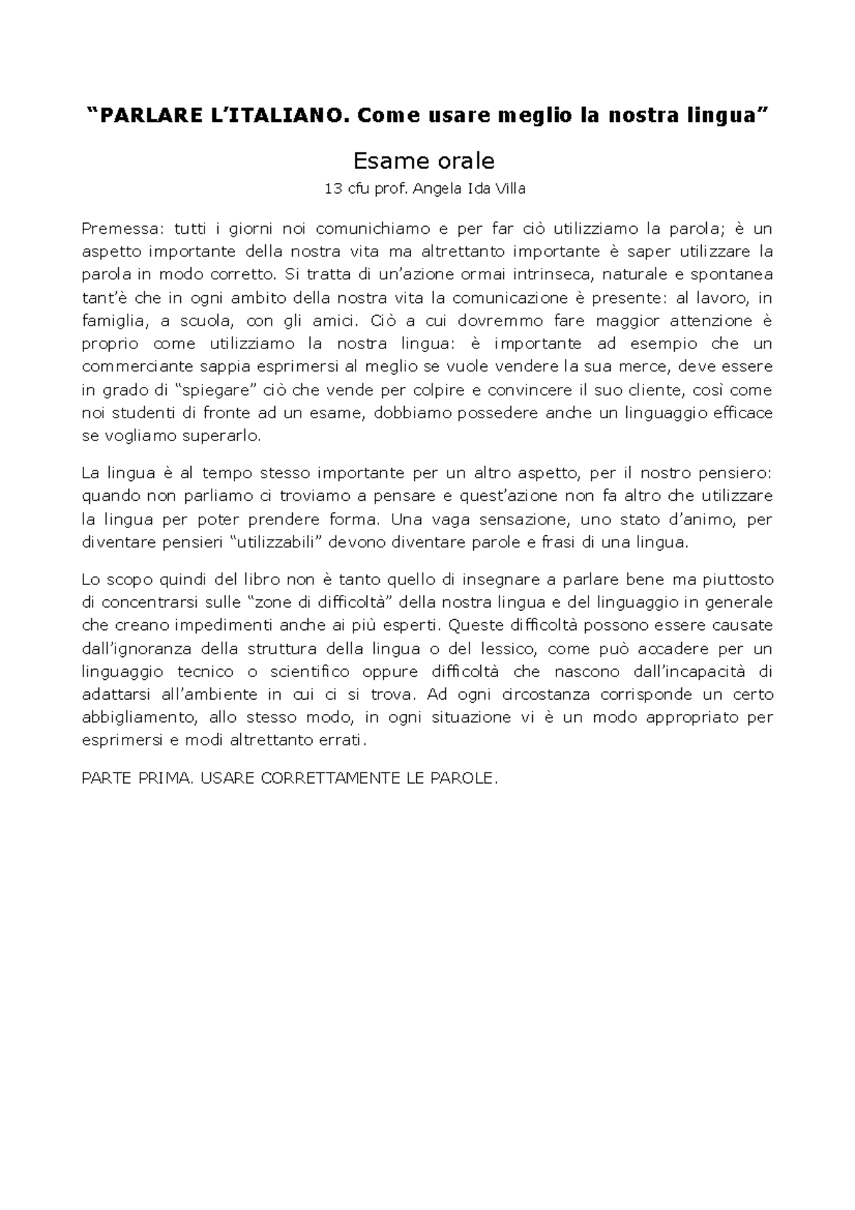 Parlare l'italiano - Completo - “PARLARE L’ITALIANO. Come usare meglio ...