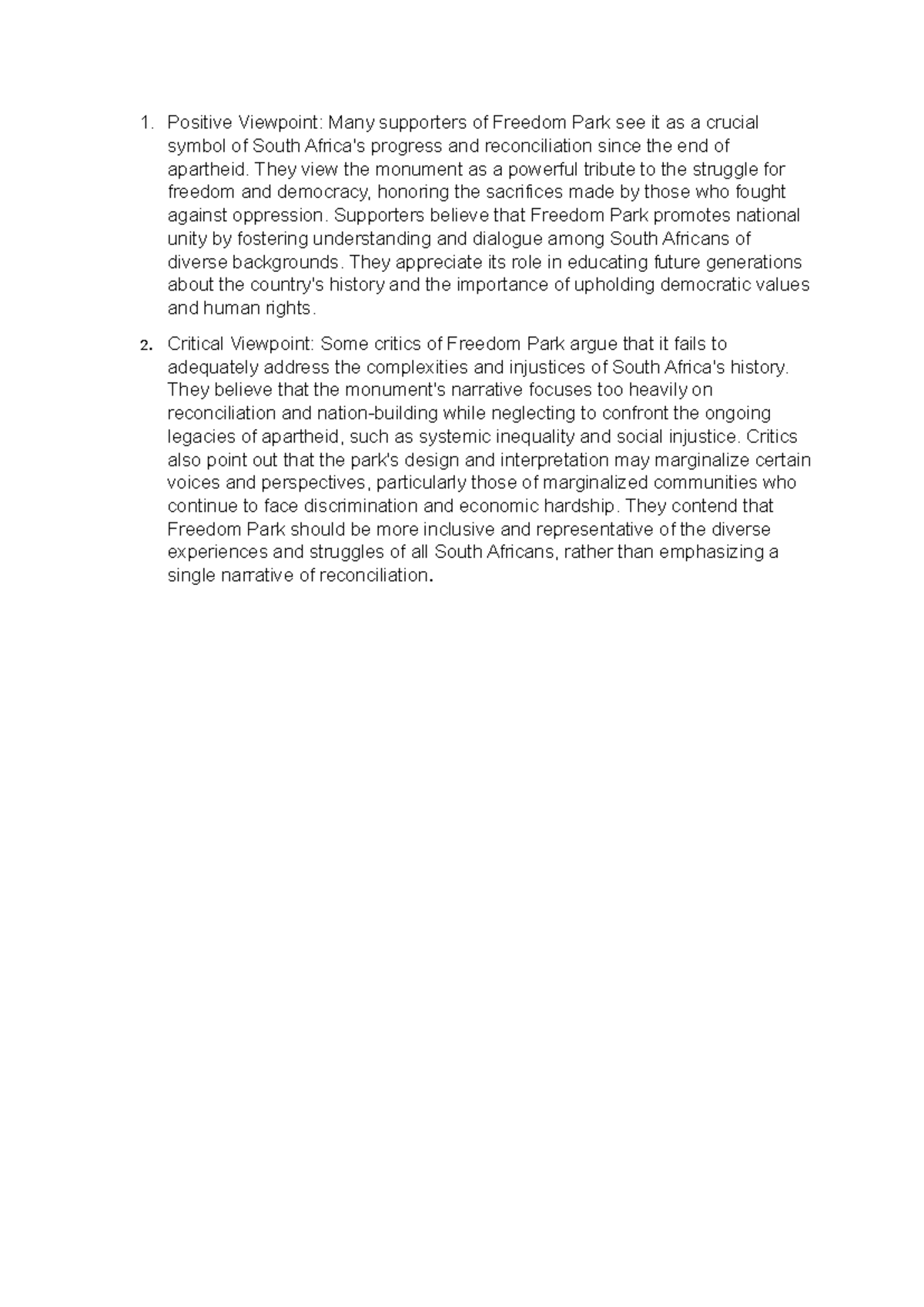 Efk 210 continious - GOOD - 1. Positive Viewpoint: Many supporters of ...