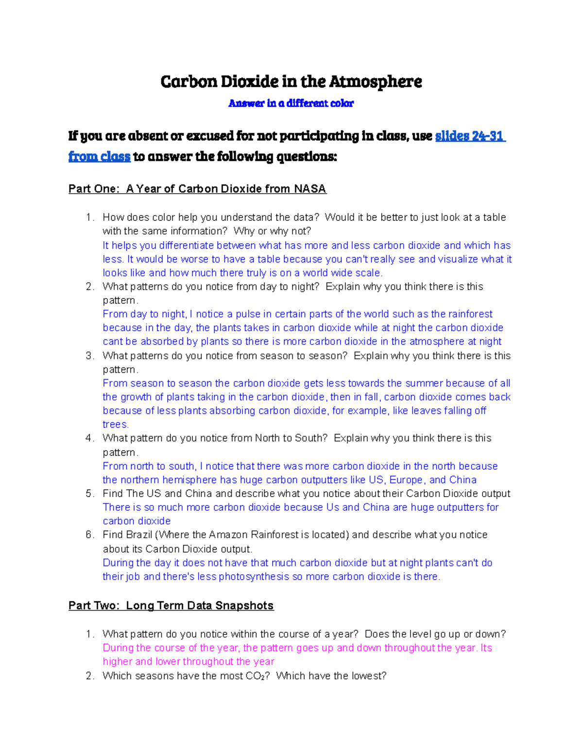 Olivia Draffen - Carbon Dioxide in the Atmosphere - Carbon Dioxide in ...