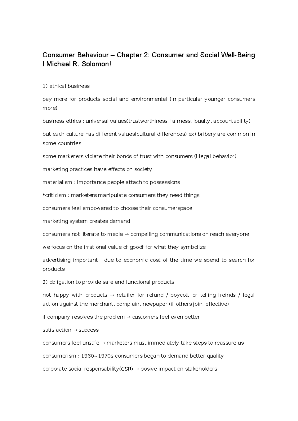 Consumer Behaviour – Chapter 2 - Consumer Behaviour – Chapter 2: Consumer and Social Well-Being ...