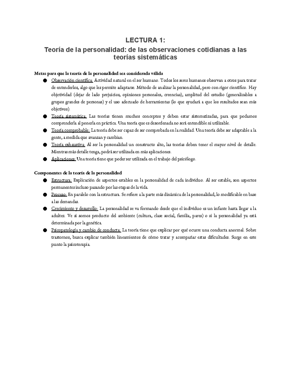 PP405 - Lectura 1 - LECTURA 1: Teoría de la personalidad: de las ...
