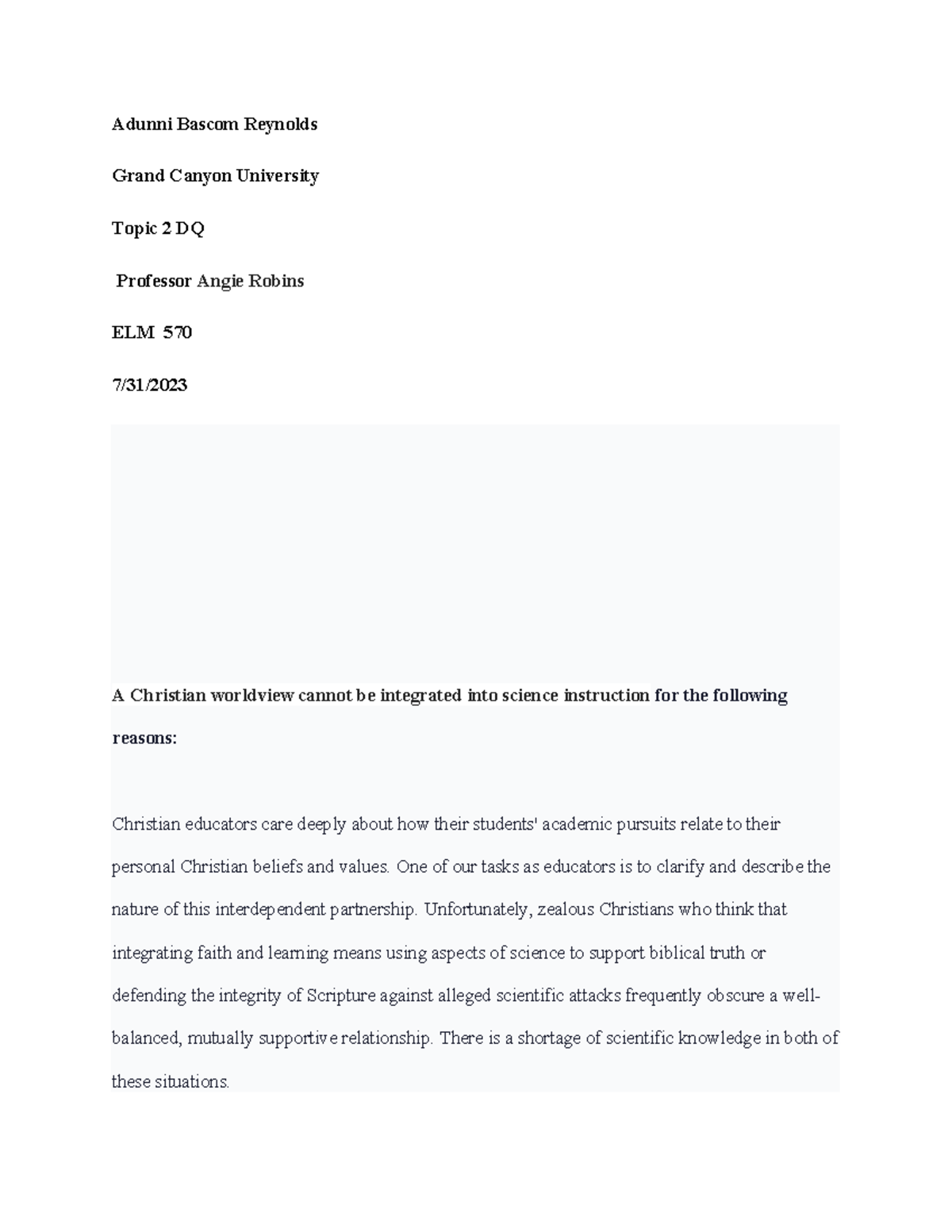 ELM 570 DQ 2 Topic 2 - Adunni Bascom Reynolds Grand Canyon University ...