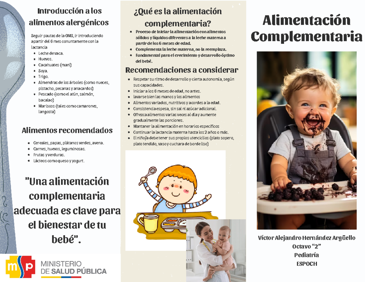 Folleto Tríptico Informativo sobre Alimentación Complementaria - Alimentación Complementaria ...