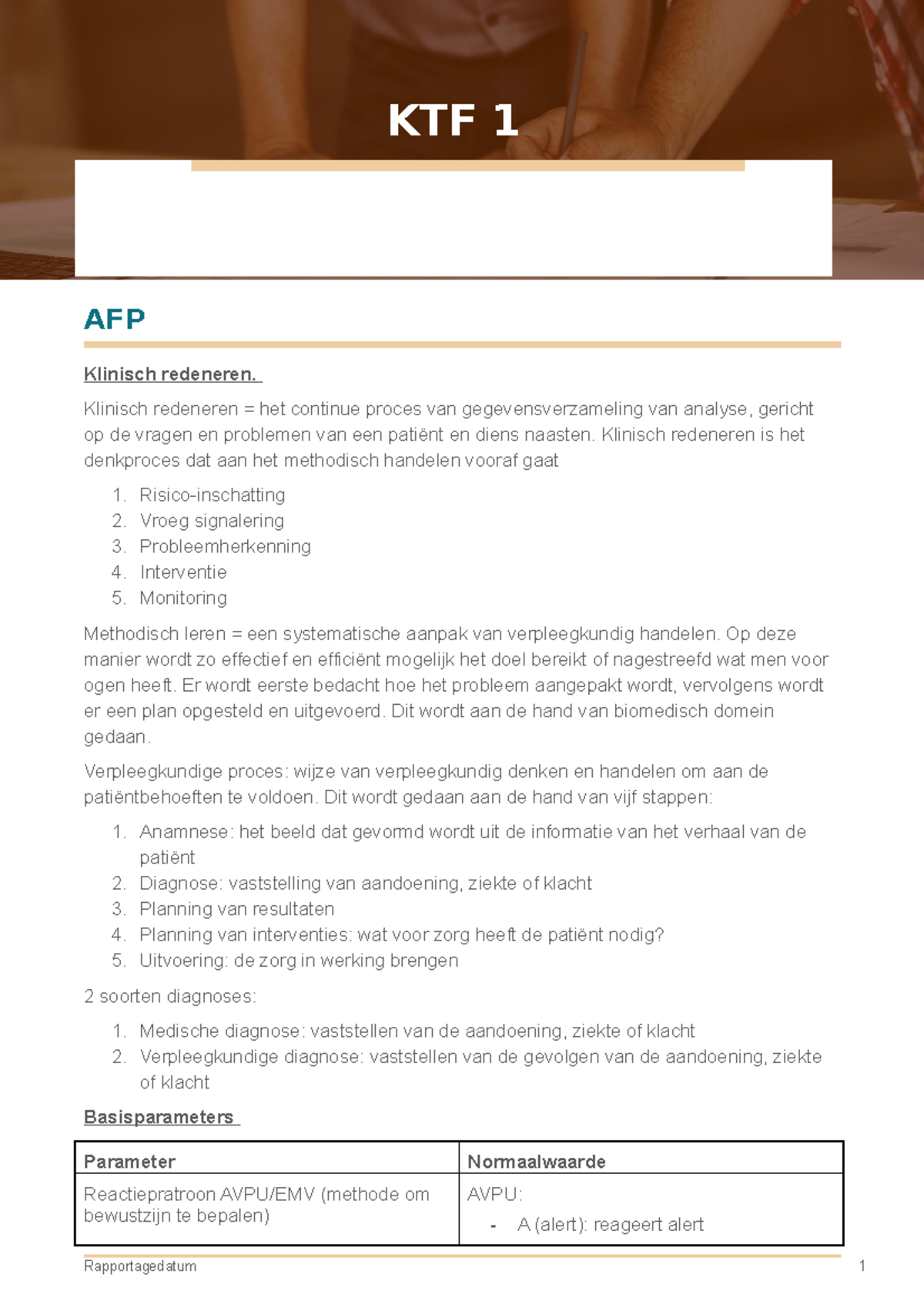 KTF1 - AFP & KERN A/C AFP Klinisch redeneren. Klinisch redeneren = het continue proces van ...