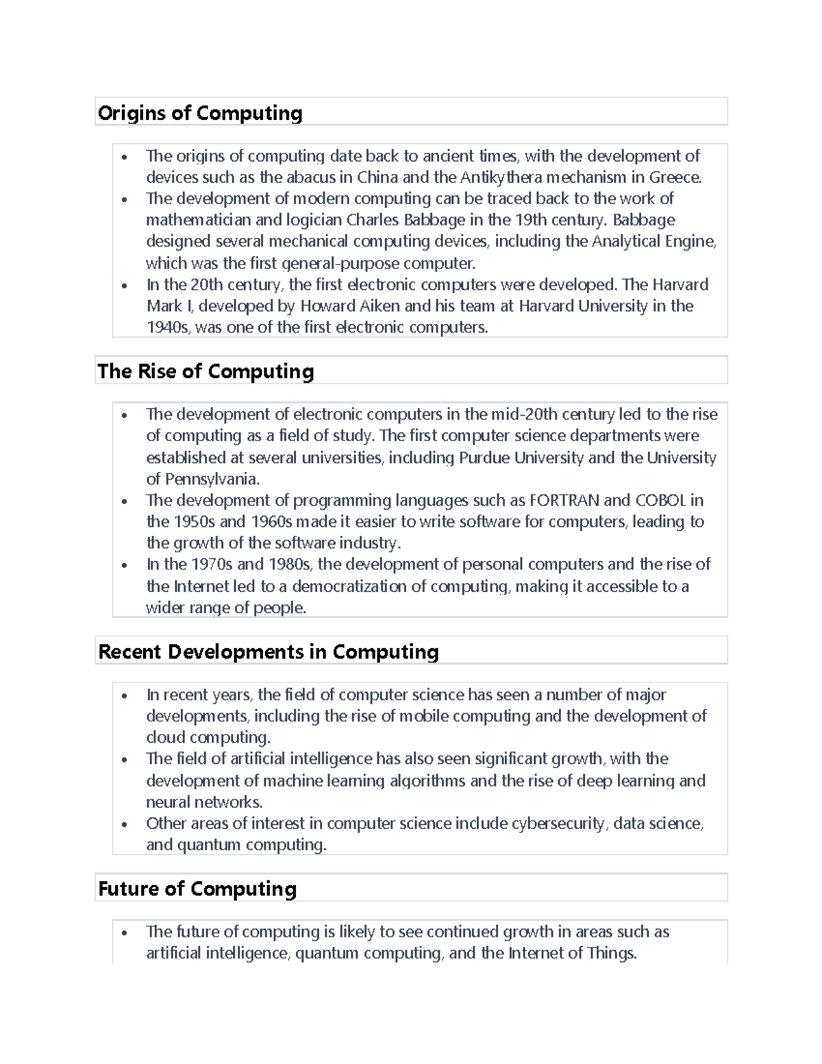 Origins of Computing - Formatted notes on the History of Computer ...