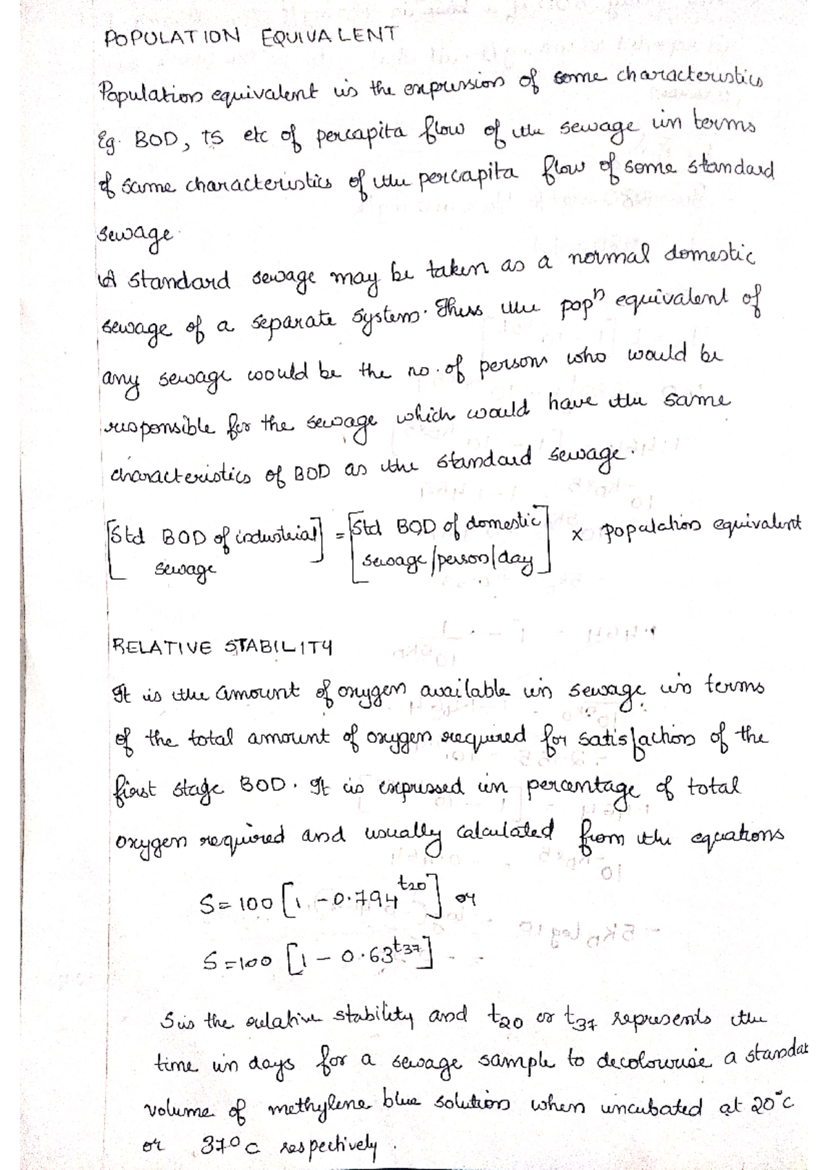 Population equivalent and waste water disposal system - civil ...