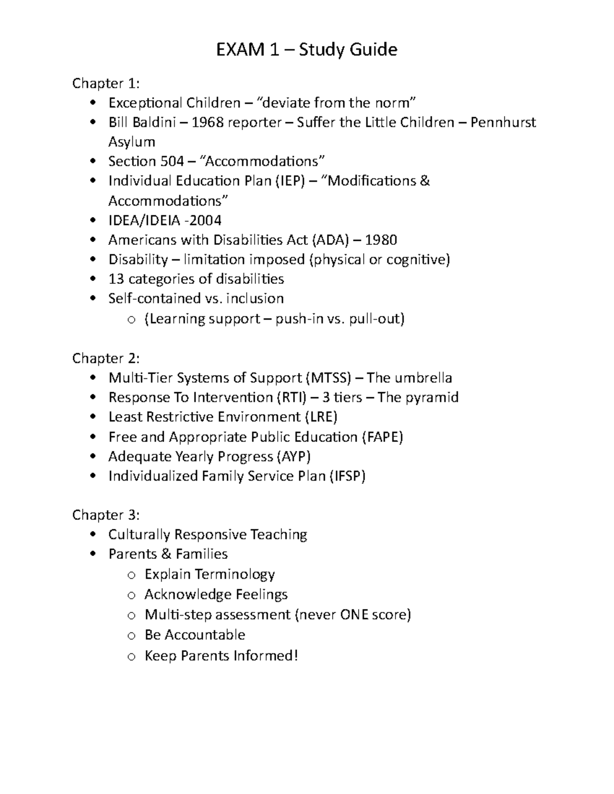 EDUC 230 - Study Guide Exam 1 F22 - EXAM 1 – Study Guide Chapter 1 ...