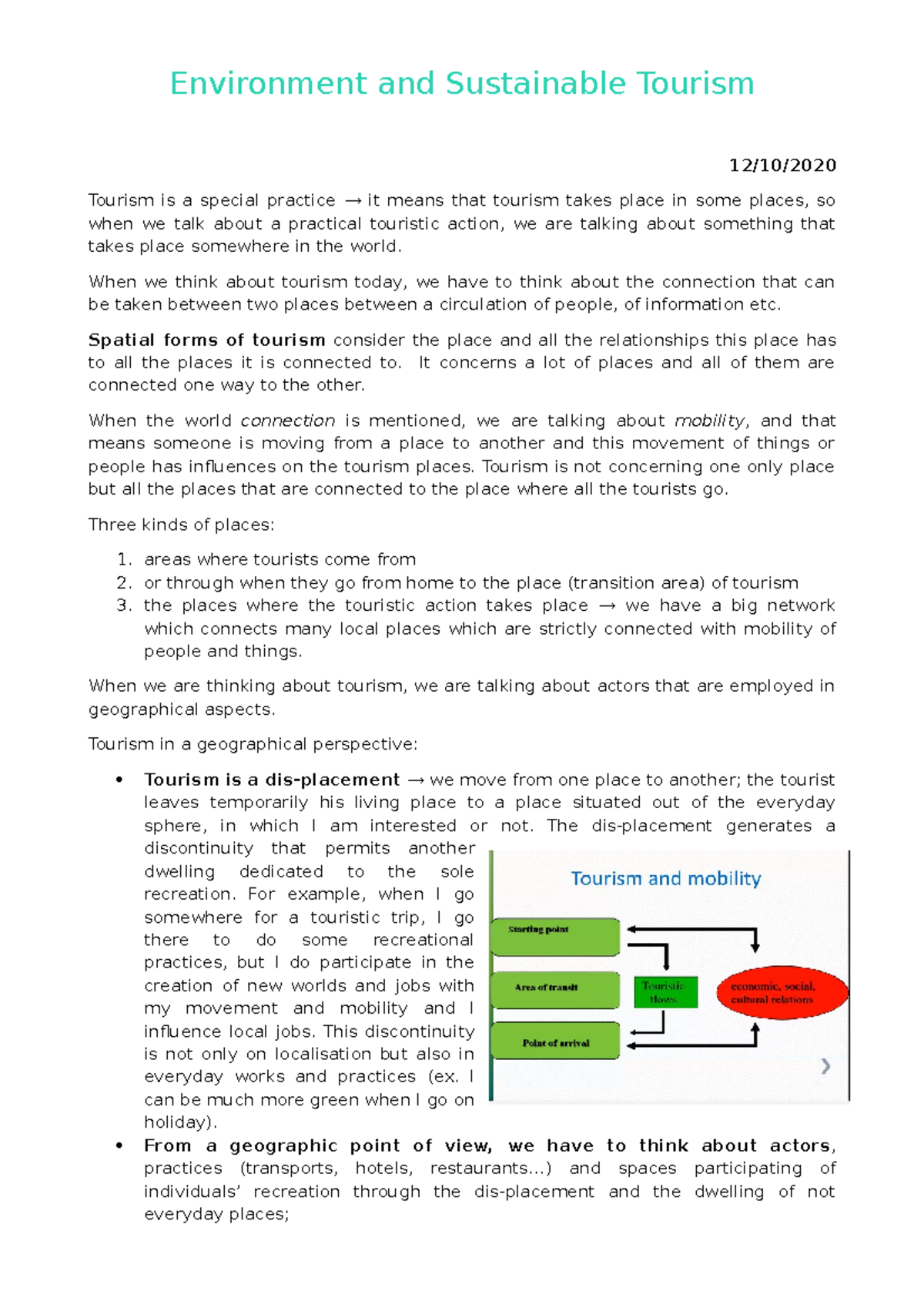 Environment AND Sustainable Tourism Notes - Environment and Sustainable ...