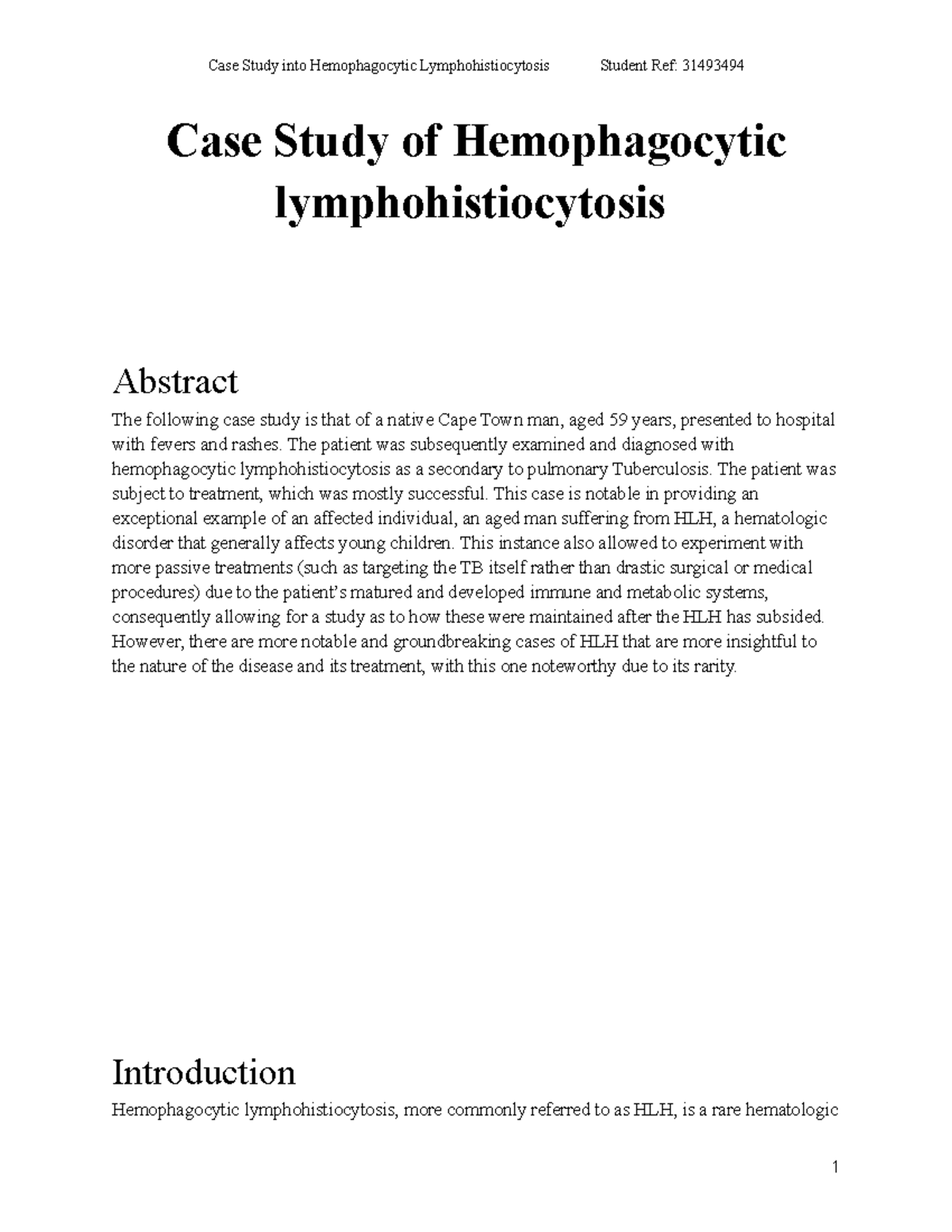 Depth Study - Infectious Disease - Case Study of Hemophagocytic ...