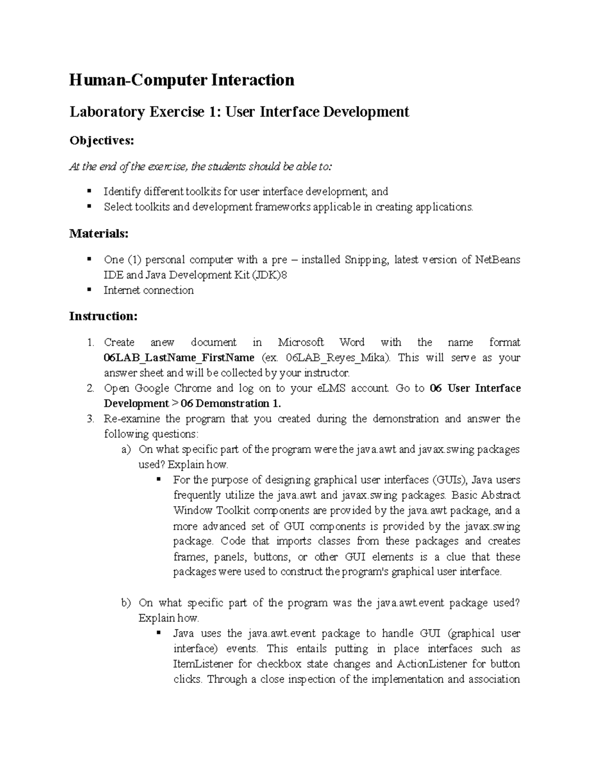 06LAB Last Name First Name - Human-Computer Interaction Laboratory ...