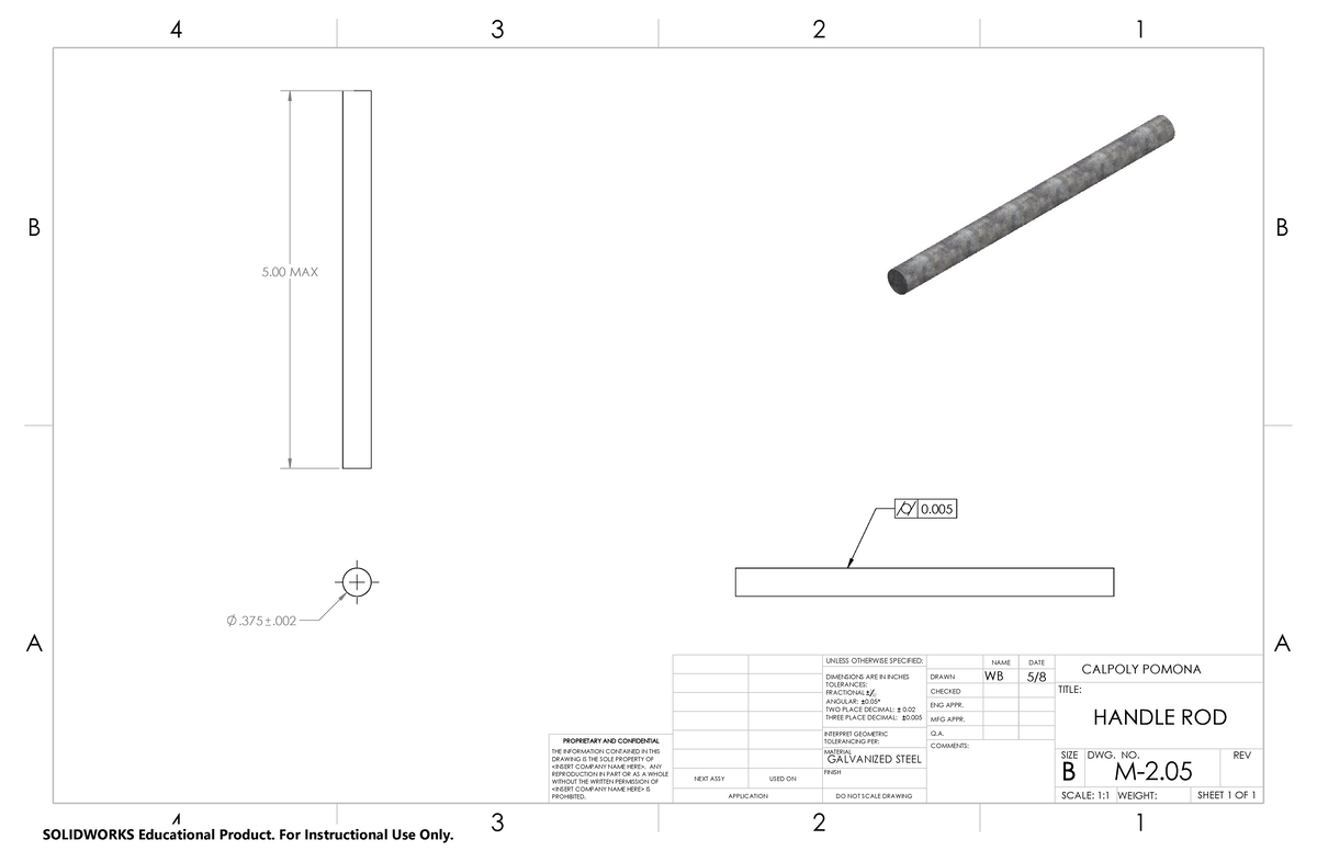 Handle ROD - work - NEXT ASSY PROPRIETARY AND CONFIDENTIAL 0* A A B B 4 ...