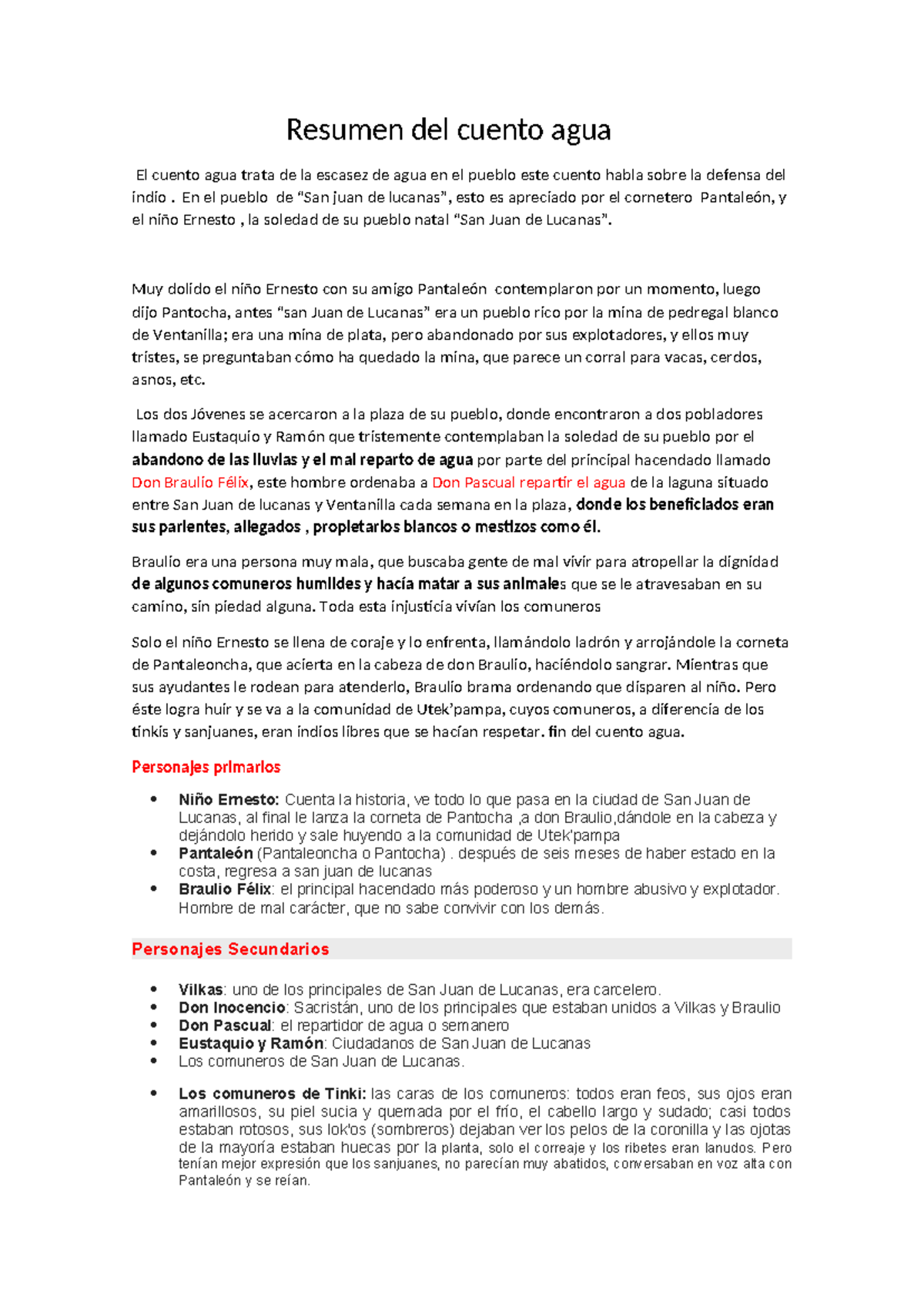 605215505 Resumen del cuento agua y Fabula creada - Resumen del cuento ...