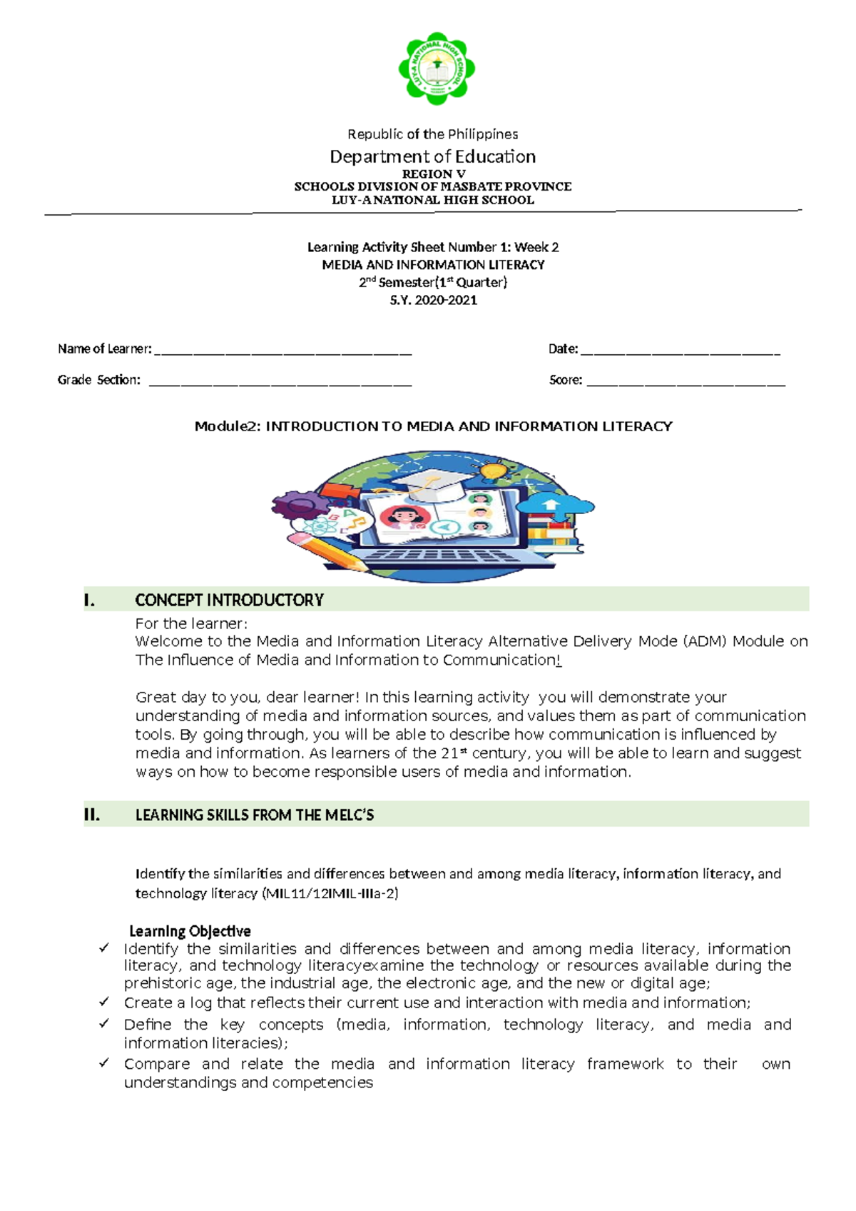 LAS Media INFO.& Literacy -WEEK2 - Republic of the Philippines ...