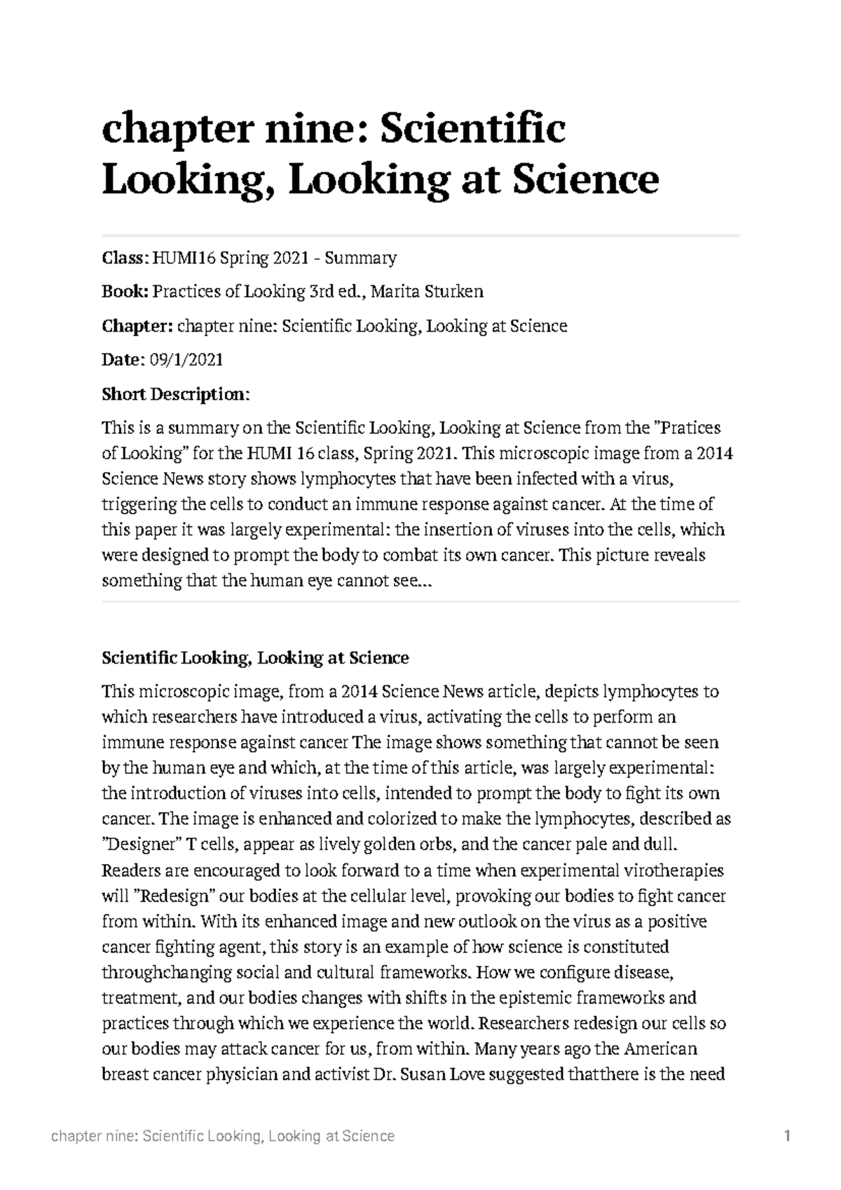 Chapter nine Scientific Looking Looking at Science - , Marita Sturken ...