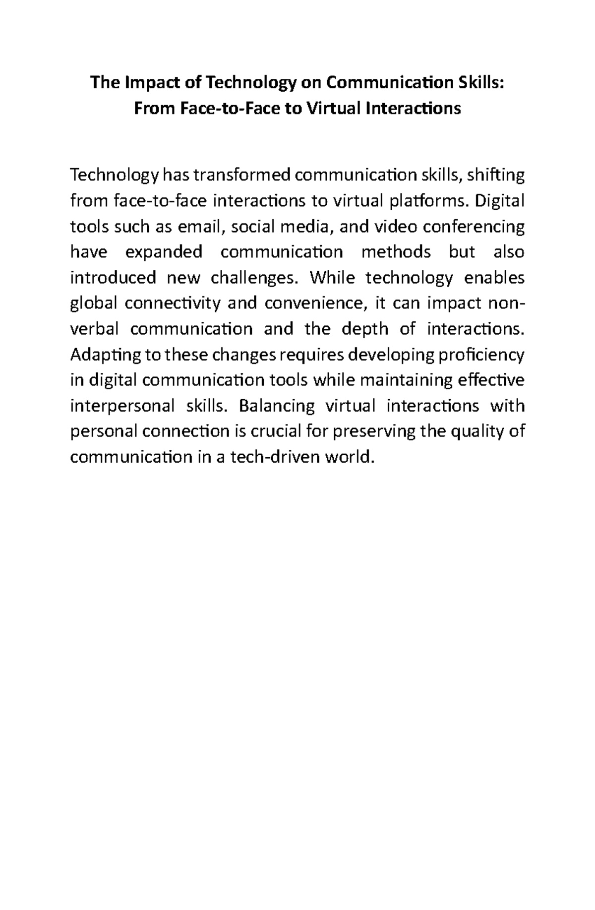 The Impact of Technology on Communication Skills - Digital tools such ...