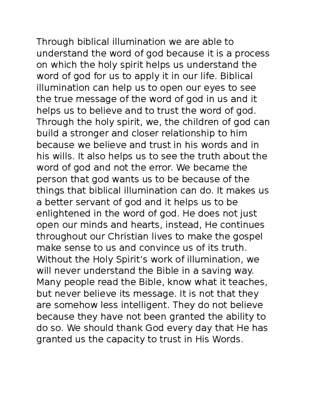 Reflection_Christian Values - Through biblical illumination we are able ...