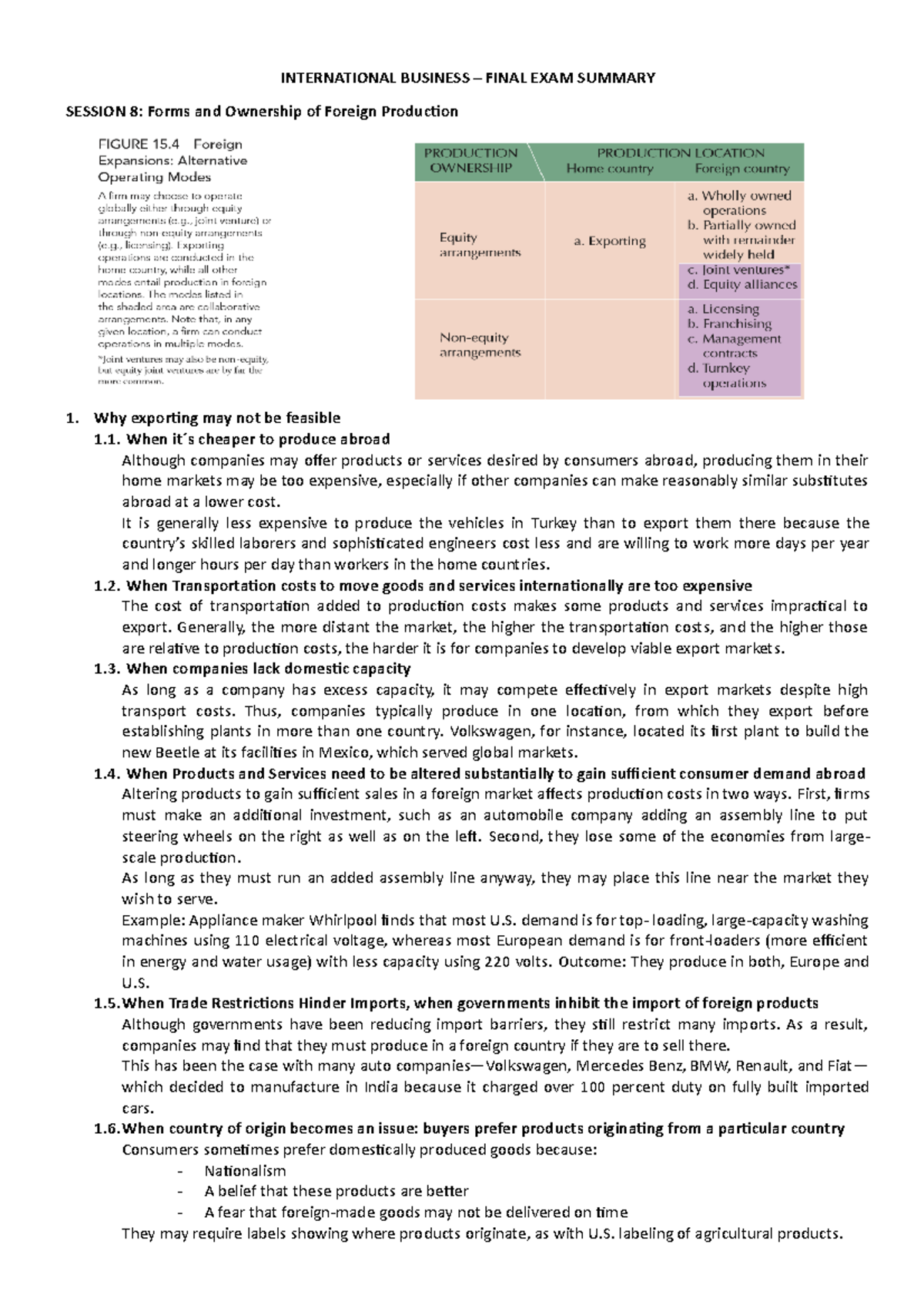 International Business Final EXAM Summary - INTERNATIONAL BUSINESS ...