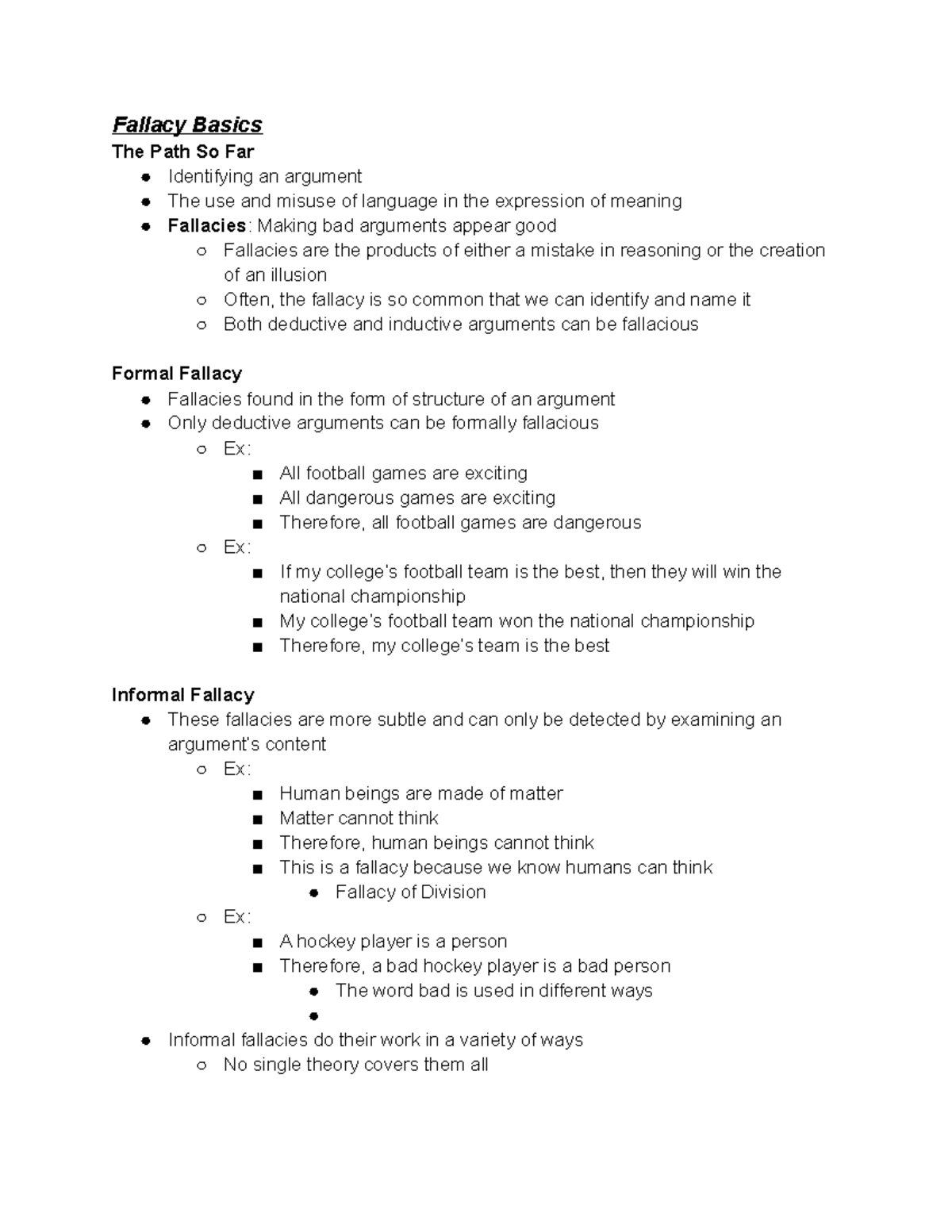 Fallacy Basics - Shoutout to one of my favorite professors, Dr. Cashio ...