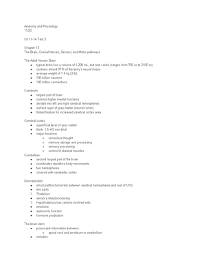 Chapter 1 - notes - Chapter 1: Introduction to the Human Body The ...