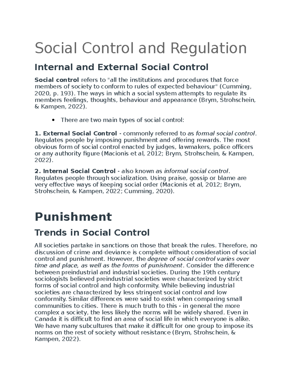 Social Control and Regulation - Social Control and Regulation Internal ...