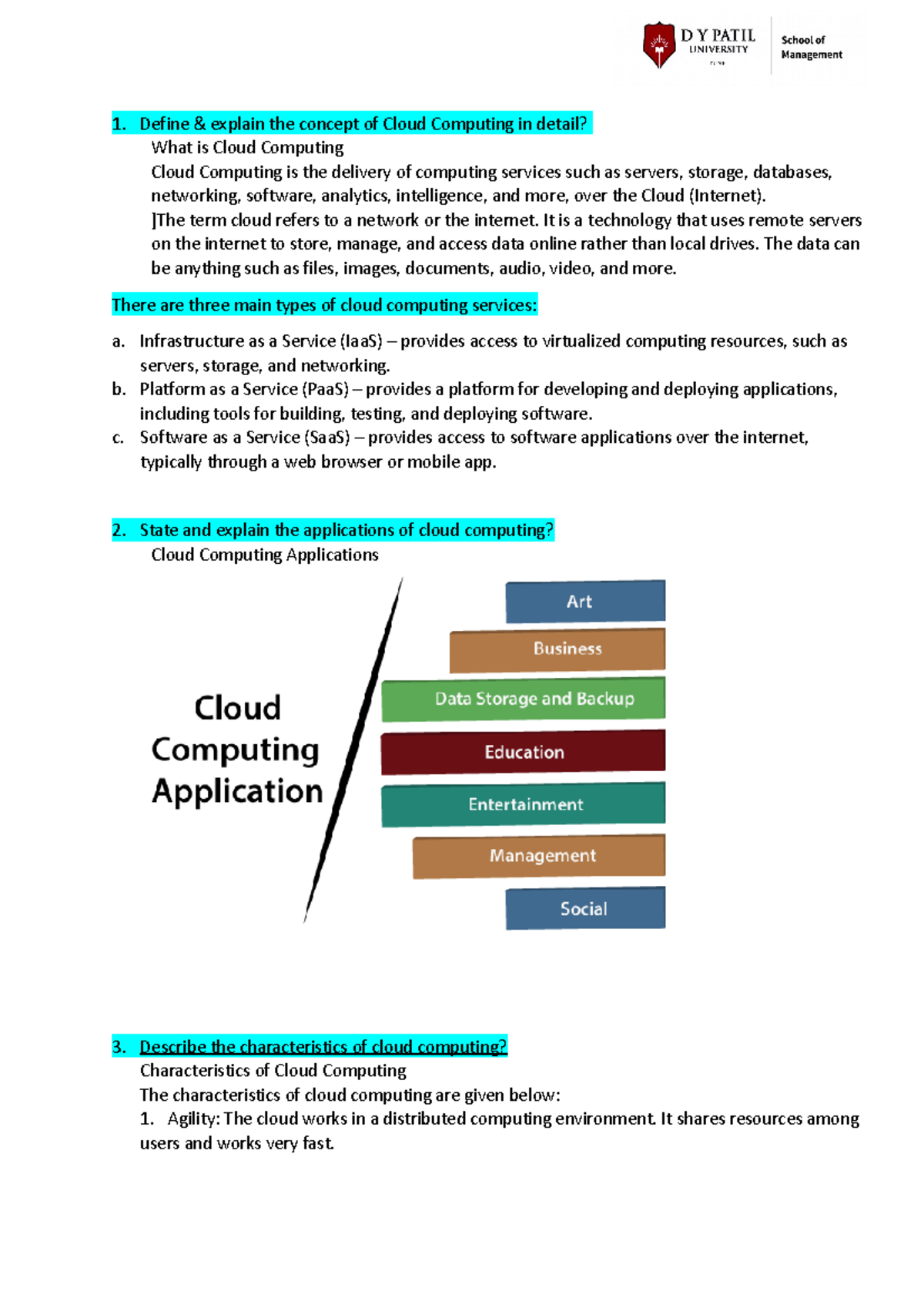 Cloud Computing - THIS is summary notes - 1. Define & explain the ...