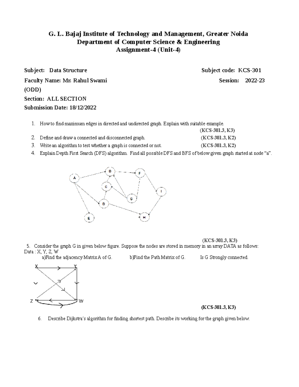 Assignment-4 DS-up - G. L. Bajaj Institute of Technology and Management ...