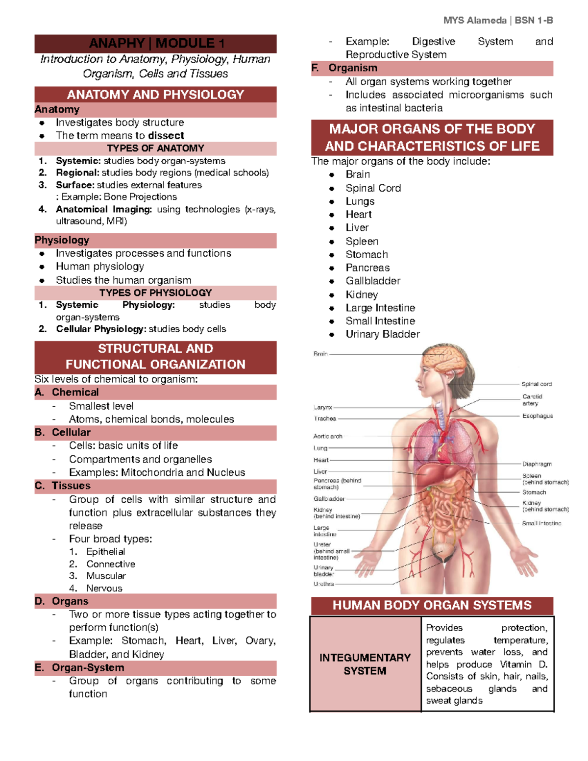 Anaphy LEC - Module 1 - n/a - ANAPHY | MODULE 1 Introduction to Anatomy ...