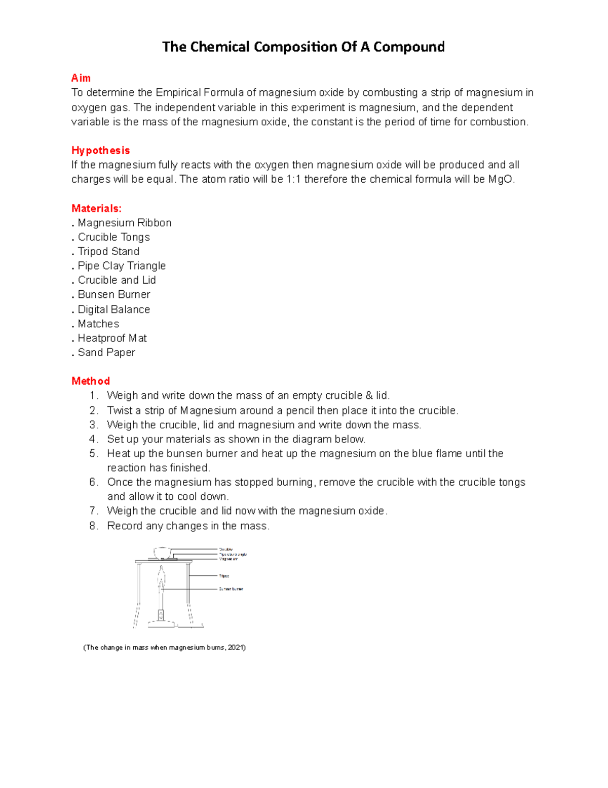 The Chemical Composition Of A Compound - The independent variable in ...