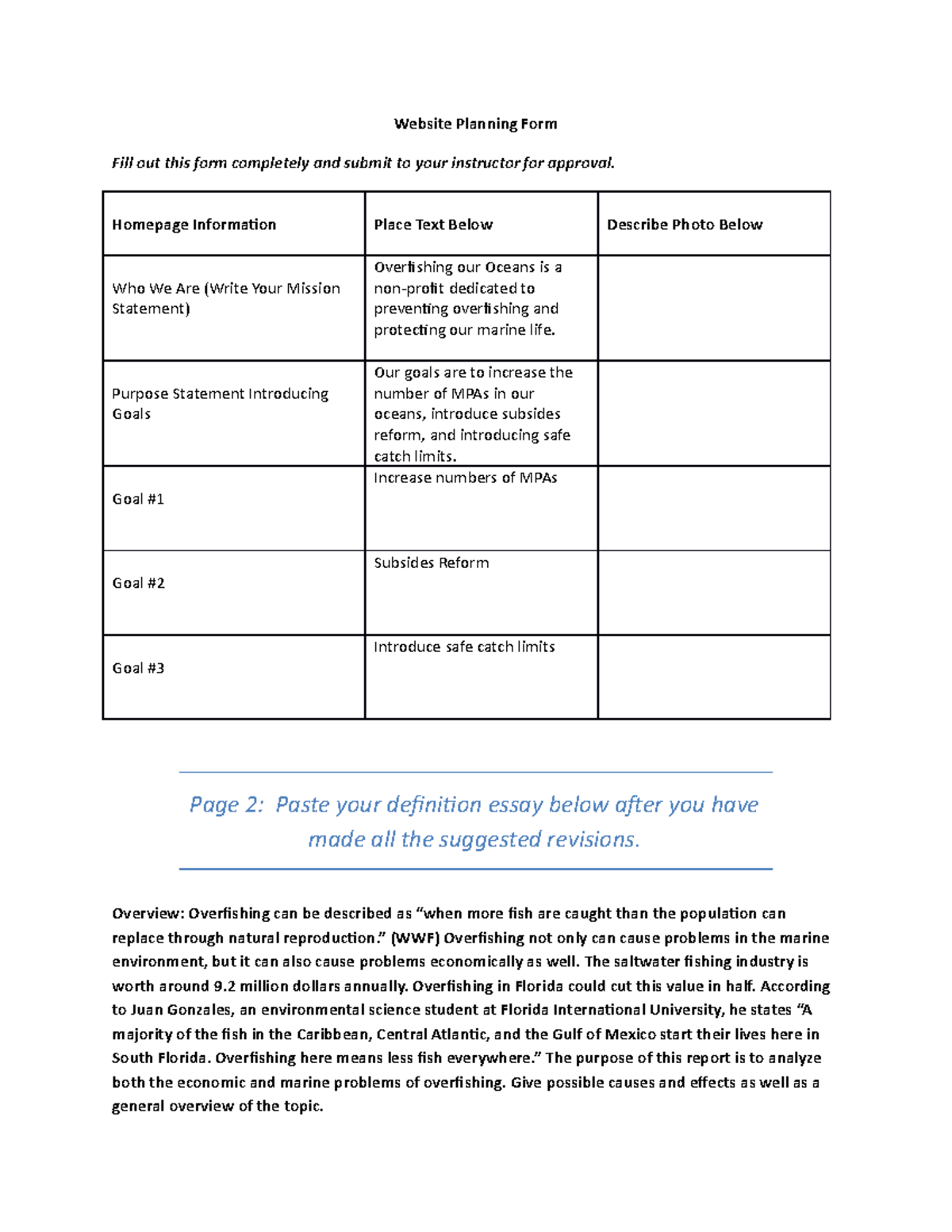 Website Planning Form - Website Planning Form Fill out this form ...