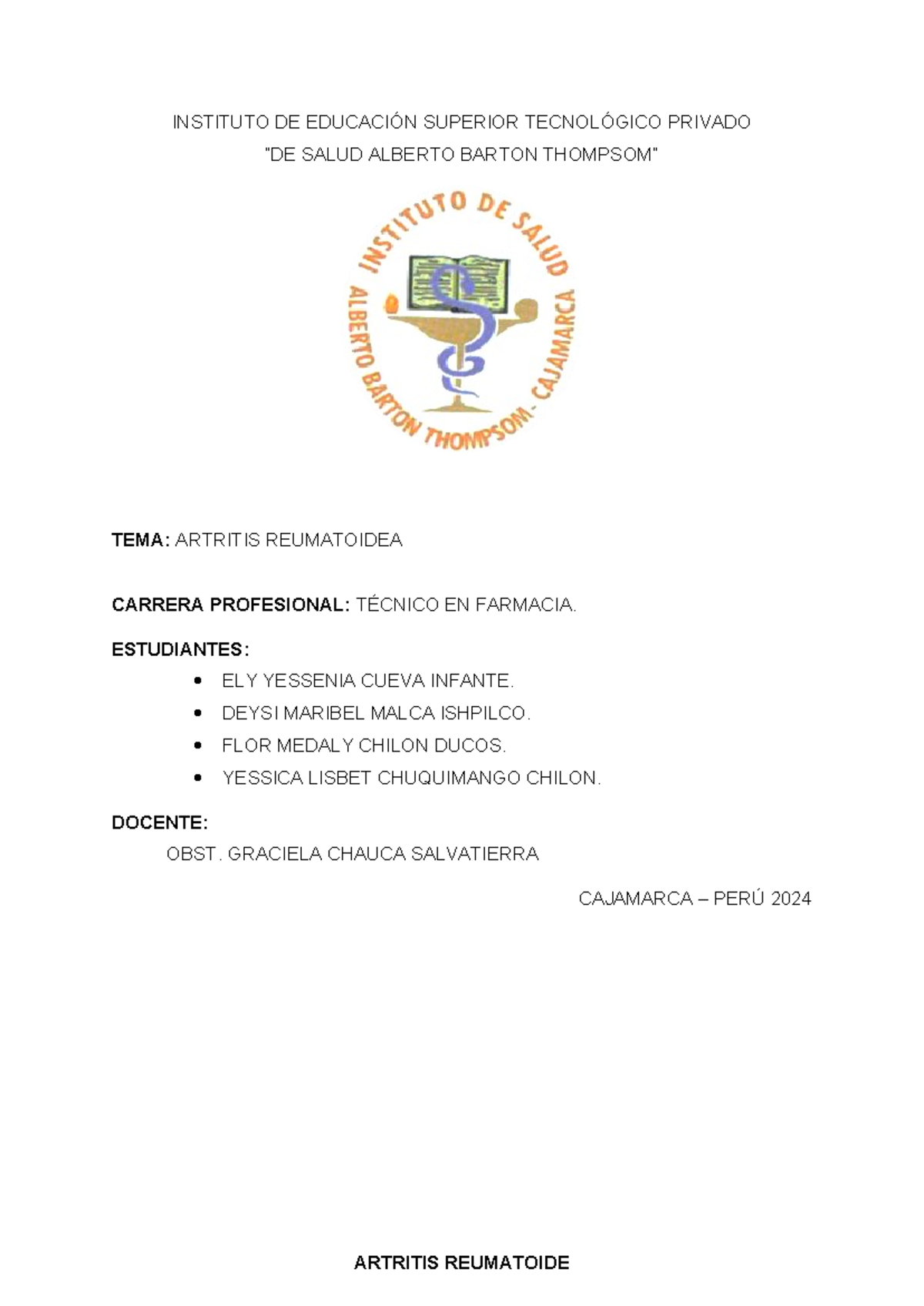 Anatonomia - INSTITUTO DE EDUCACIÓN SUPERIOR TECNOLÓGICO PRIVADO “DE ...