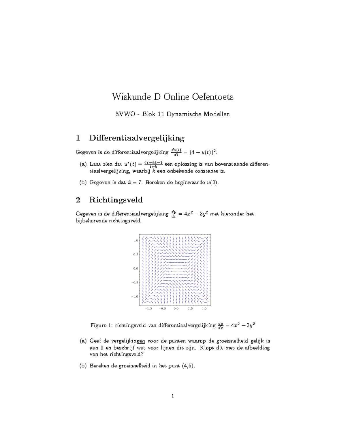 Wiskunde D Online Oefentoets 5VWO Blok 11 Dynamische Modellen ...