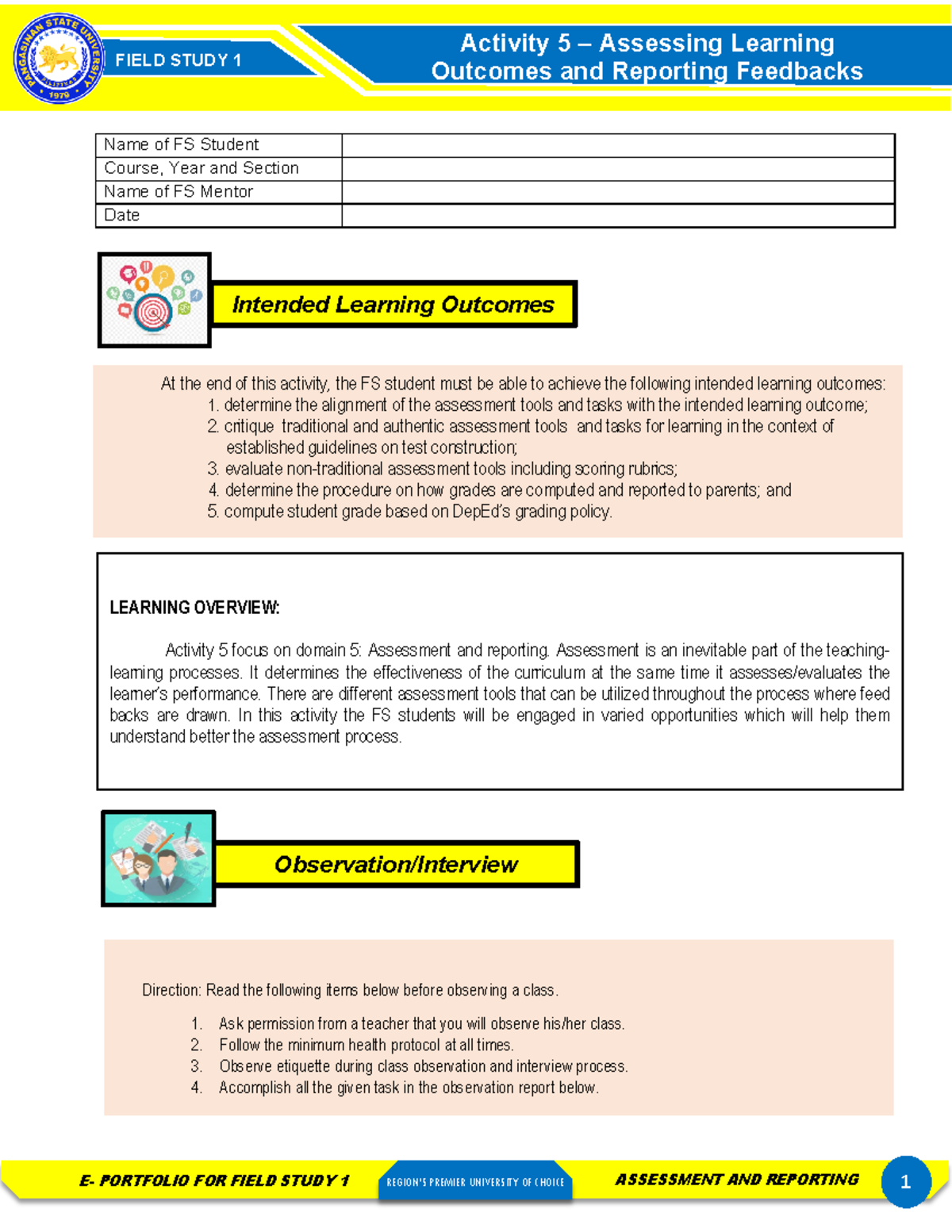 FS1-Activity-5 - lecture notes. - Outcomes and Reporting Feedbacks 1 At ...