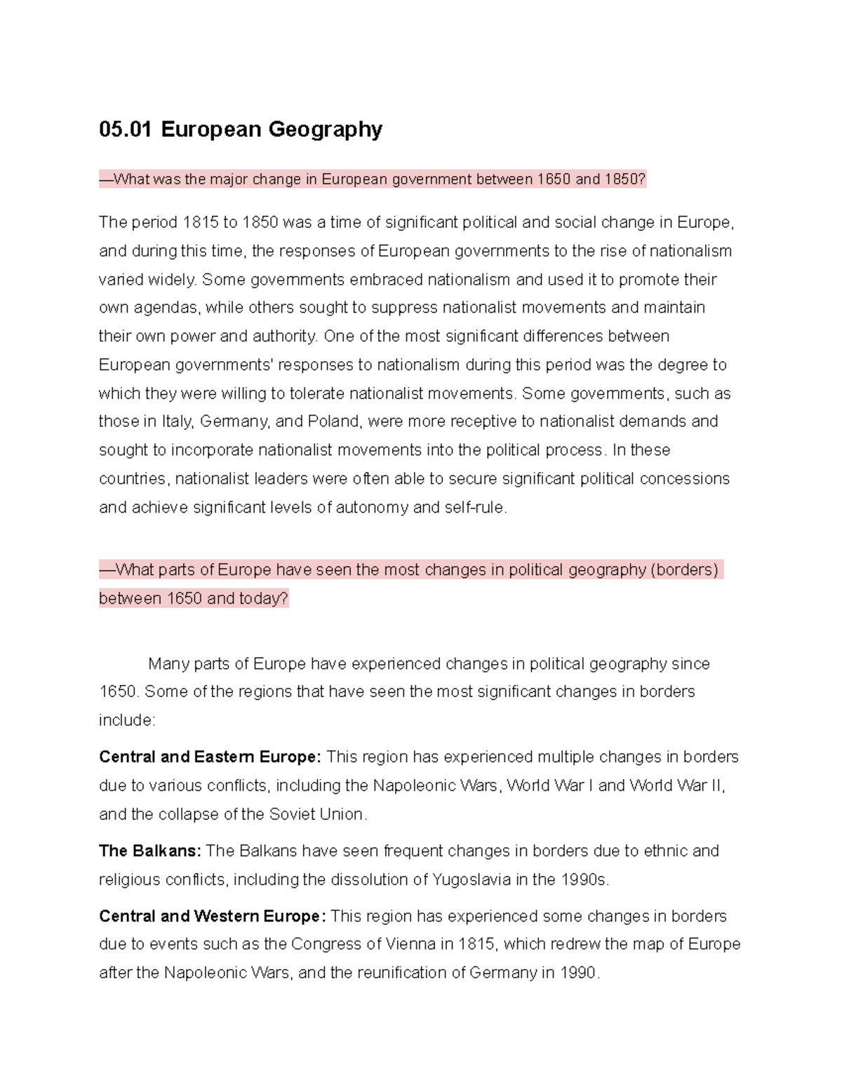 World History Module 5 Guided Notes - 05 European Geography —What was ...