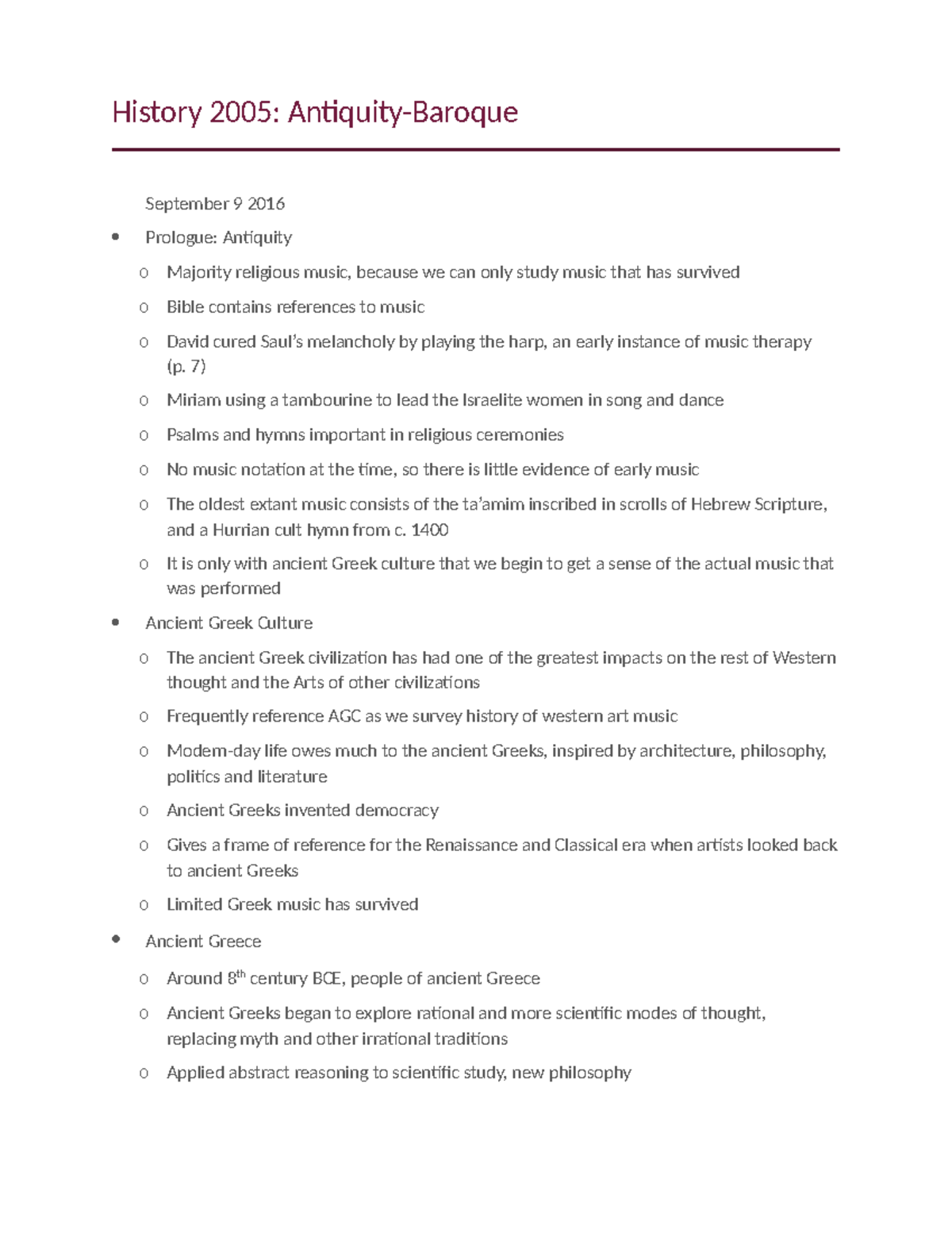 Antiquity-Baroque - History class notes - History 2005: Antiquity ...