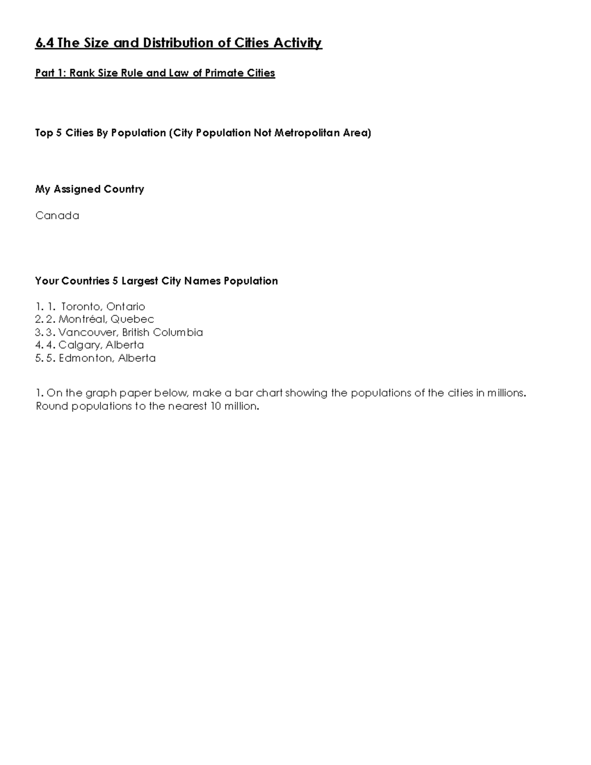 22) 6.4 The Size and Distribution of Cities Activity - 6 The Size and ...