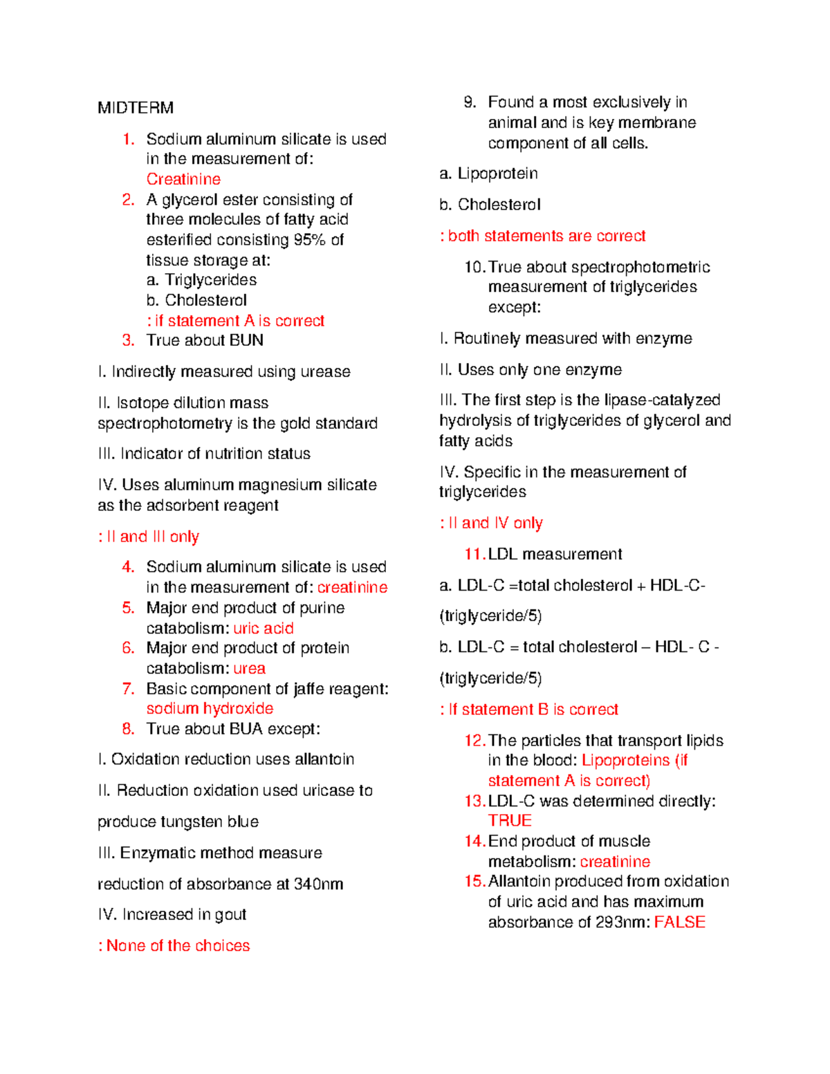Clinical Chemistry Laboratory Midterm EXAM - MIDTERM Sodium aluminum ...