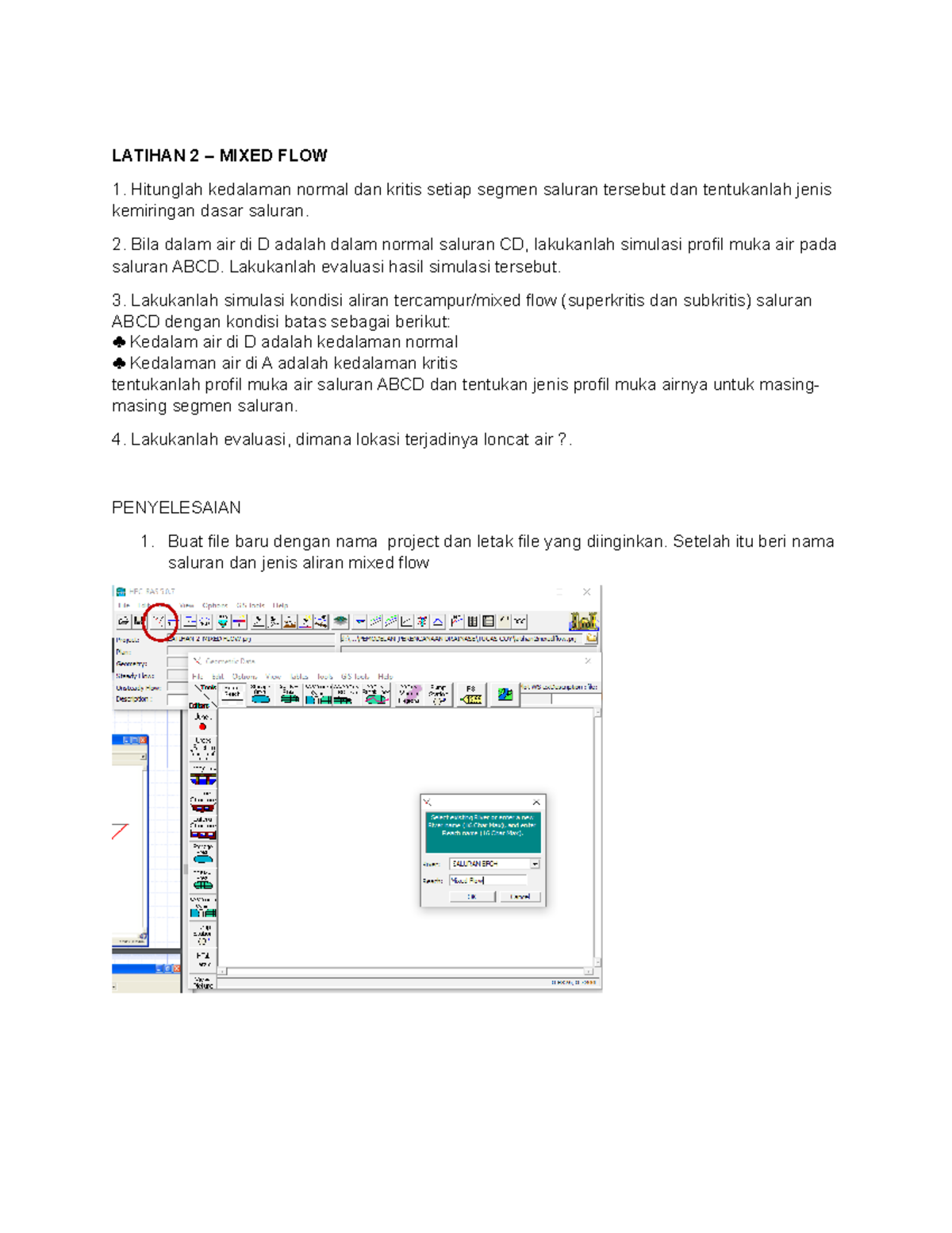 Latihan 2 - The good file - LATIHAN 2 – MIXED FLOW Hitunglah kedalaman normal dan kritis setiap ...