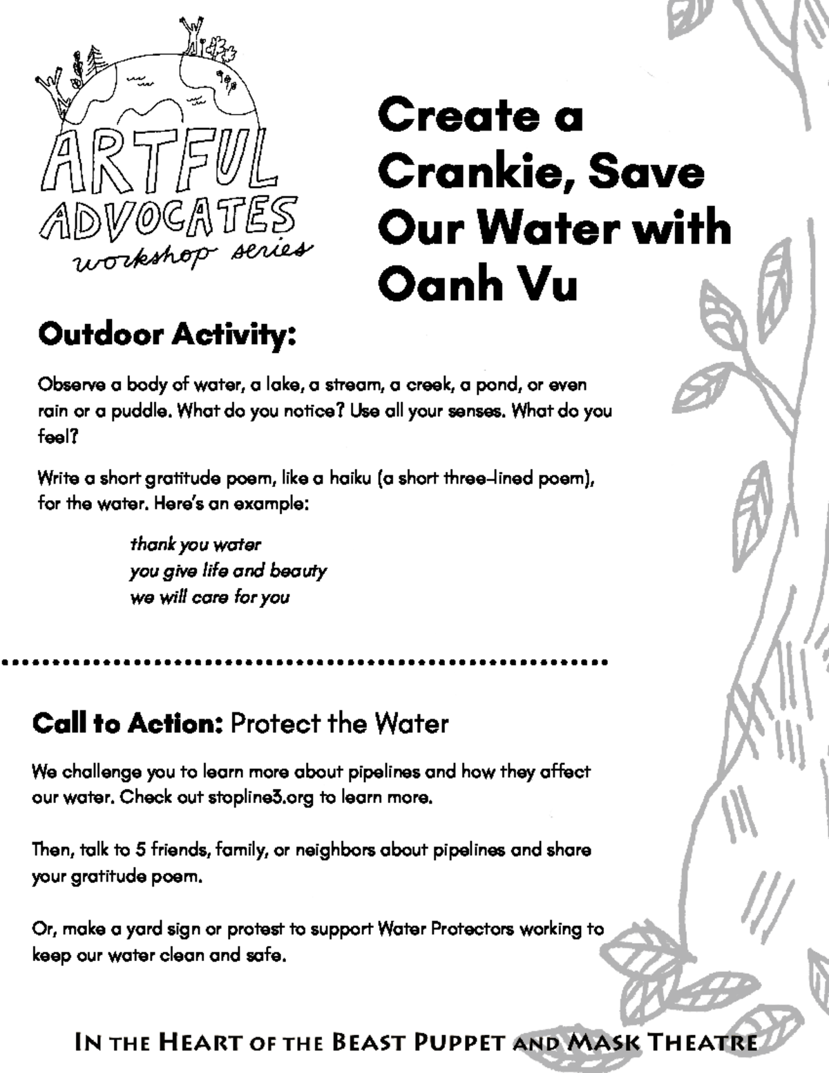 Artful Advocates Calls to Action Save our Water - Outdoor Activity ...