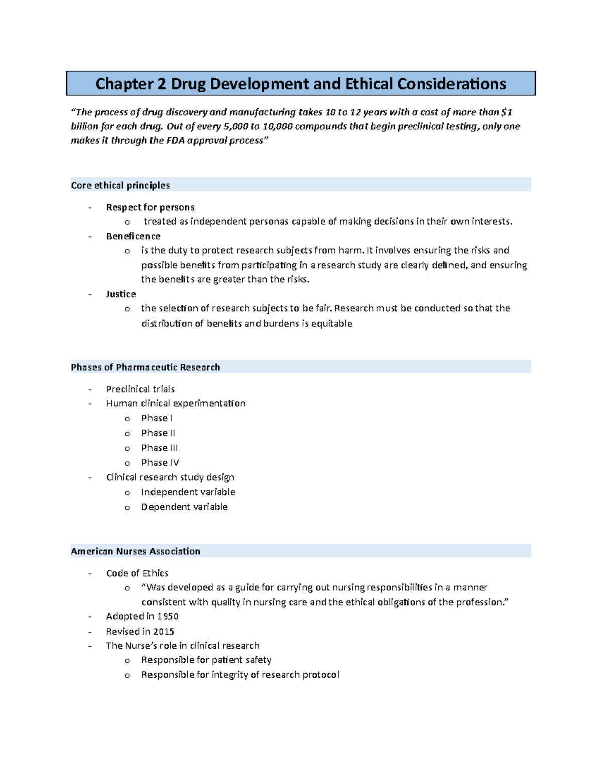 Pharm- Drug development - Chapter 2 Drug Development and Ethical ...