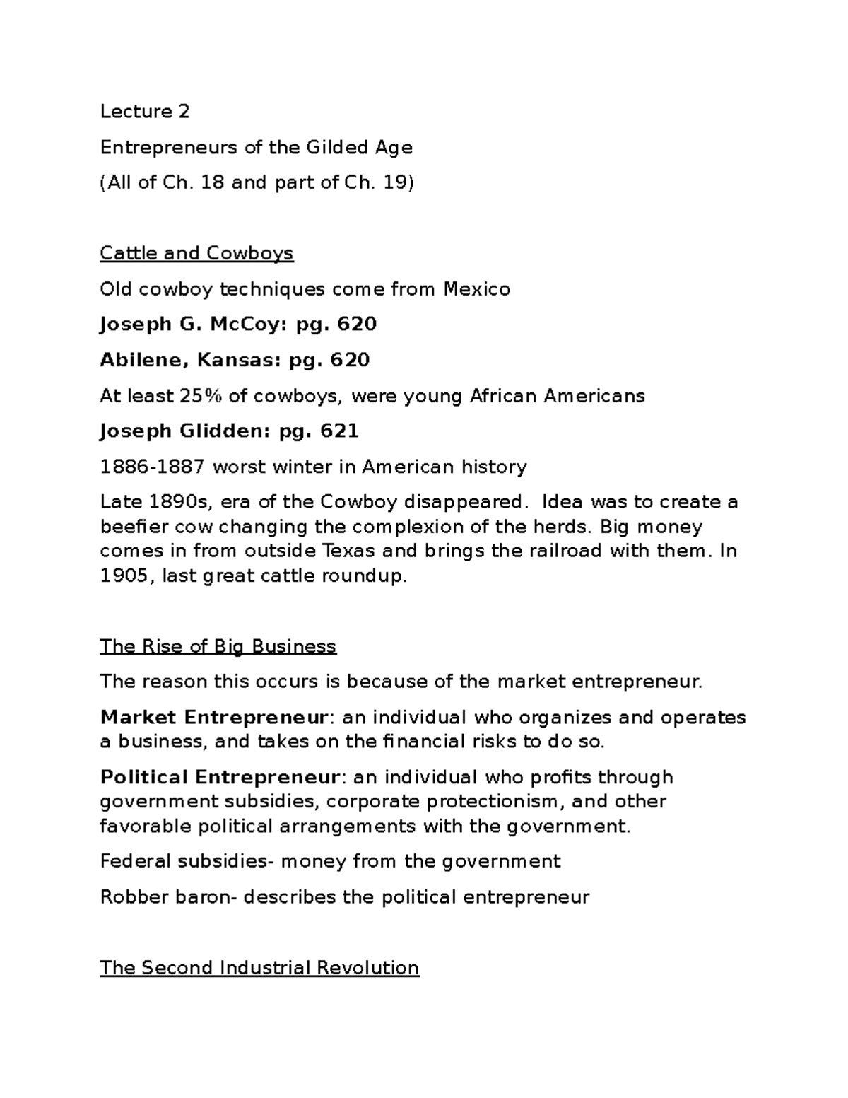 Lecture 2 - American History 1302 taught by Dr. Ted Roberts - Lecture 2 ...