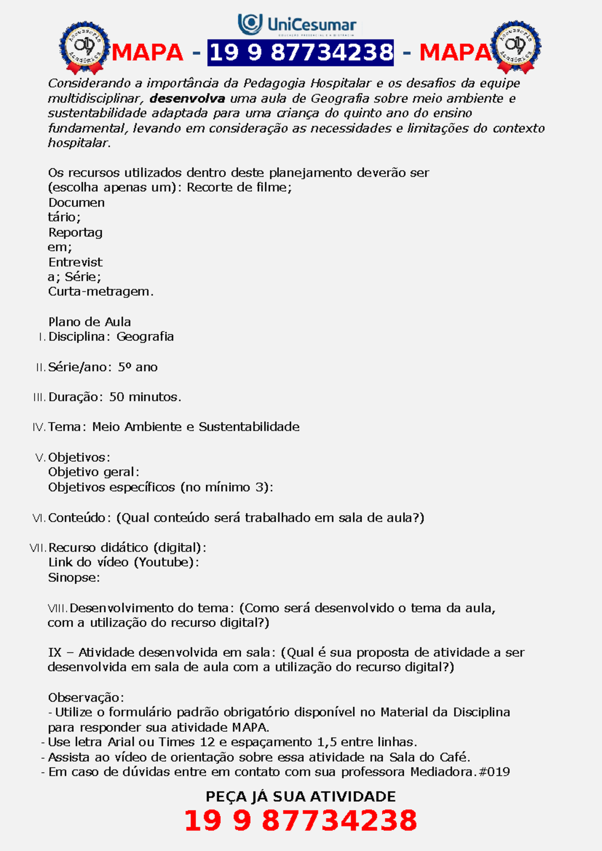 Considerando a importância da Pedagogia Hospitalar e os desafios da equipe multidisciplinar ...