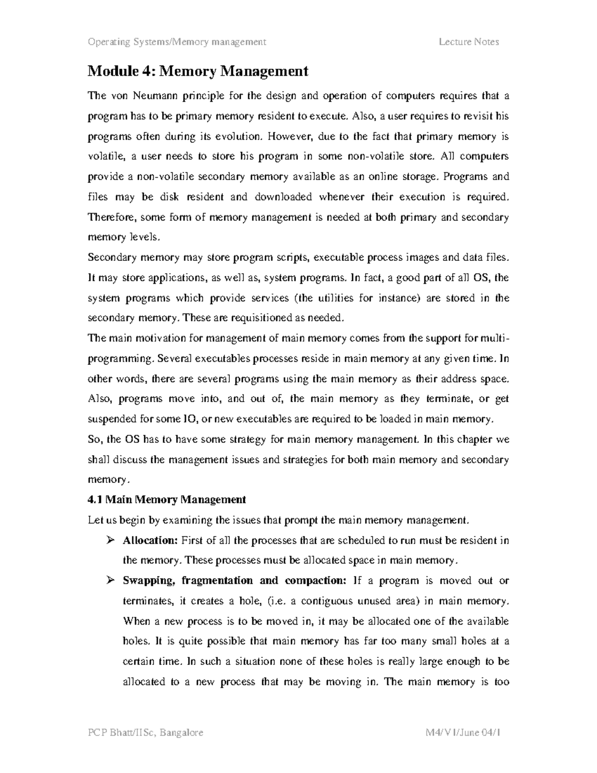 Memory management - Study materials on systems programming - Module 4 ...