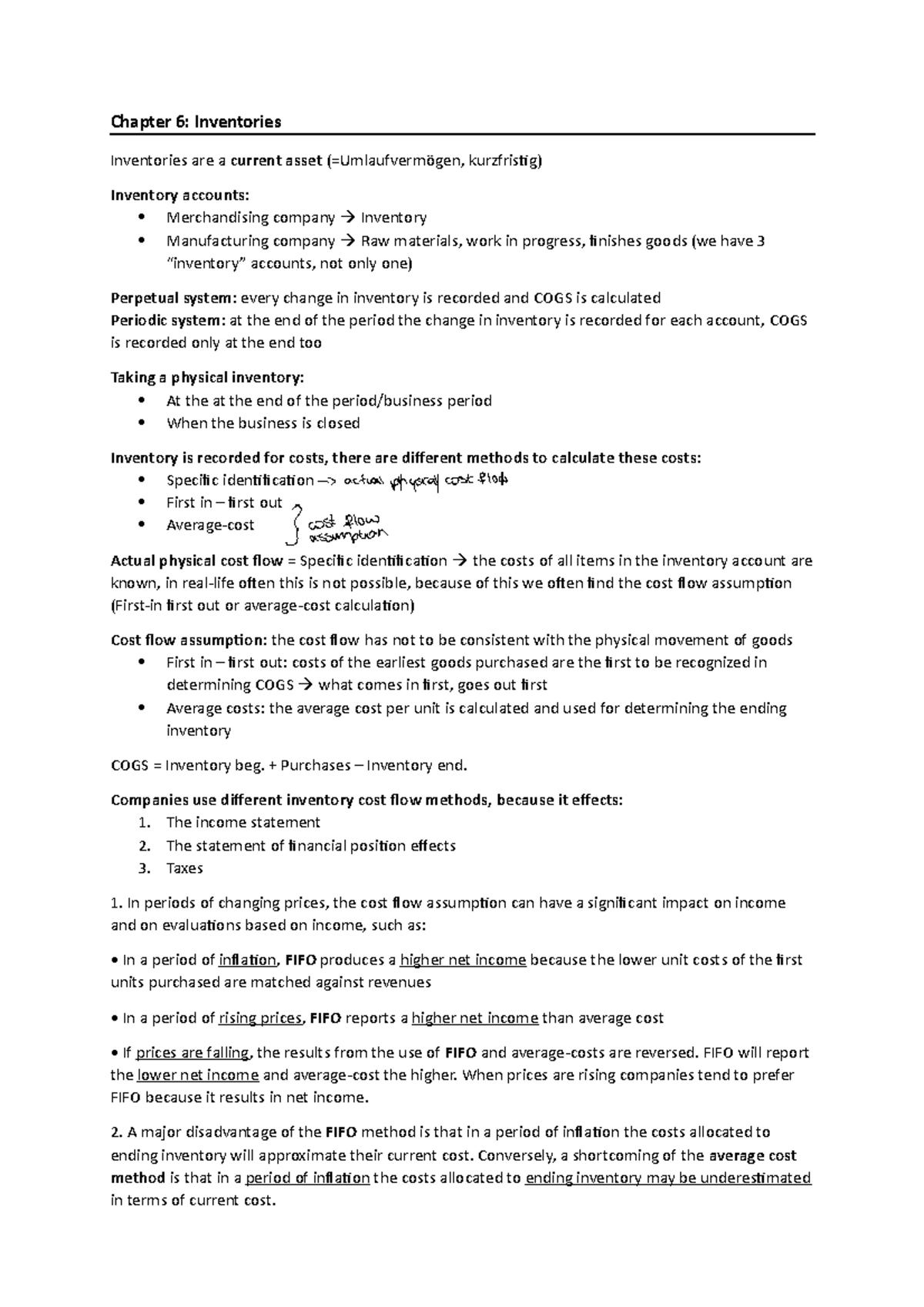 Zusammenfassung Chapter 6 - inventory - Chapter 6: Inventories ...