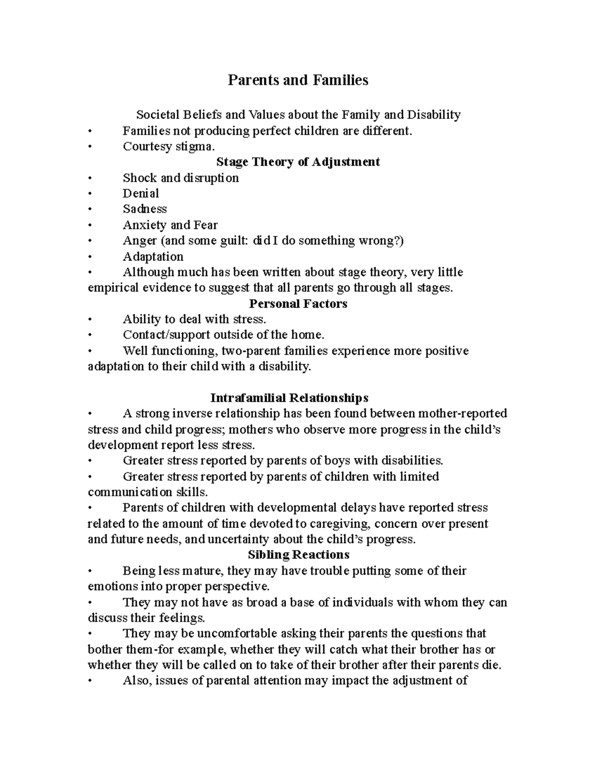 Notes 4/14 Parents and Families - Parents and Families Societal Beliefs ...