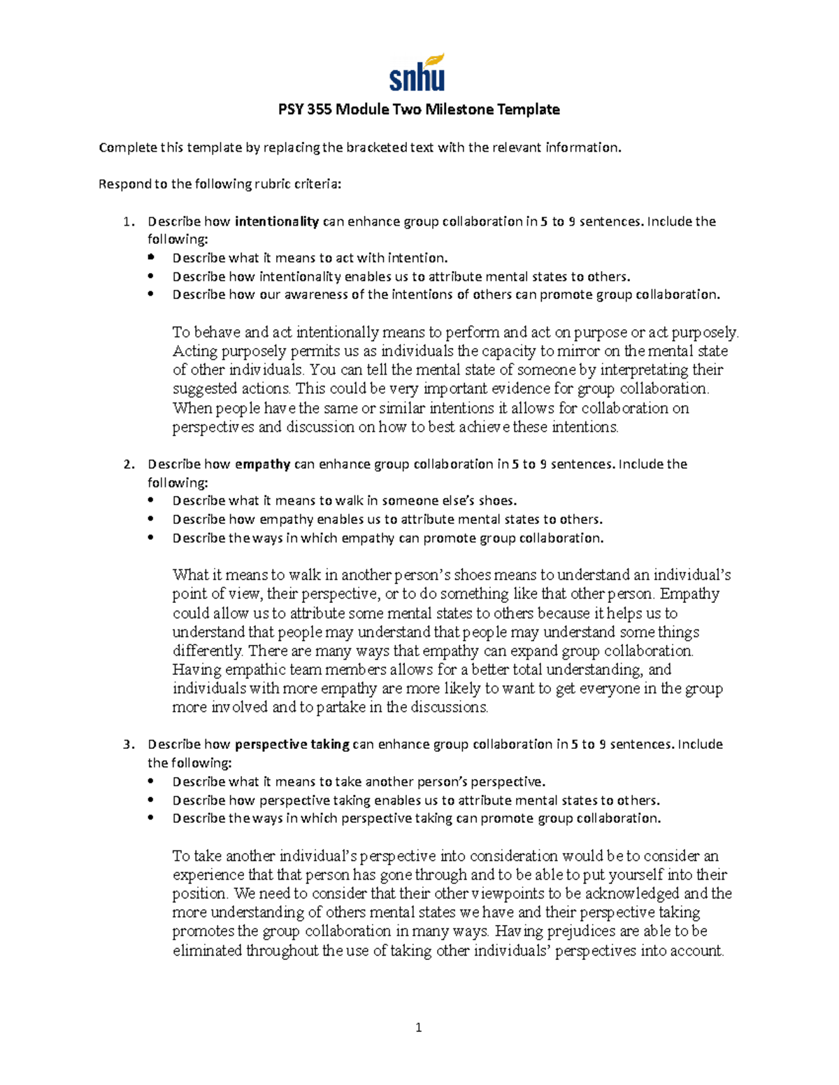 PSY-355 2-2 Module Two Milestone by Emily Oravetz - PSY 355 Module Two Milestone Template ...
