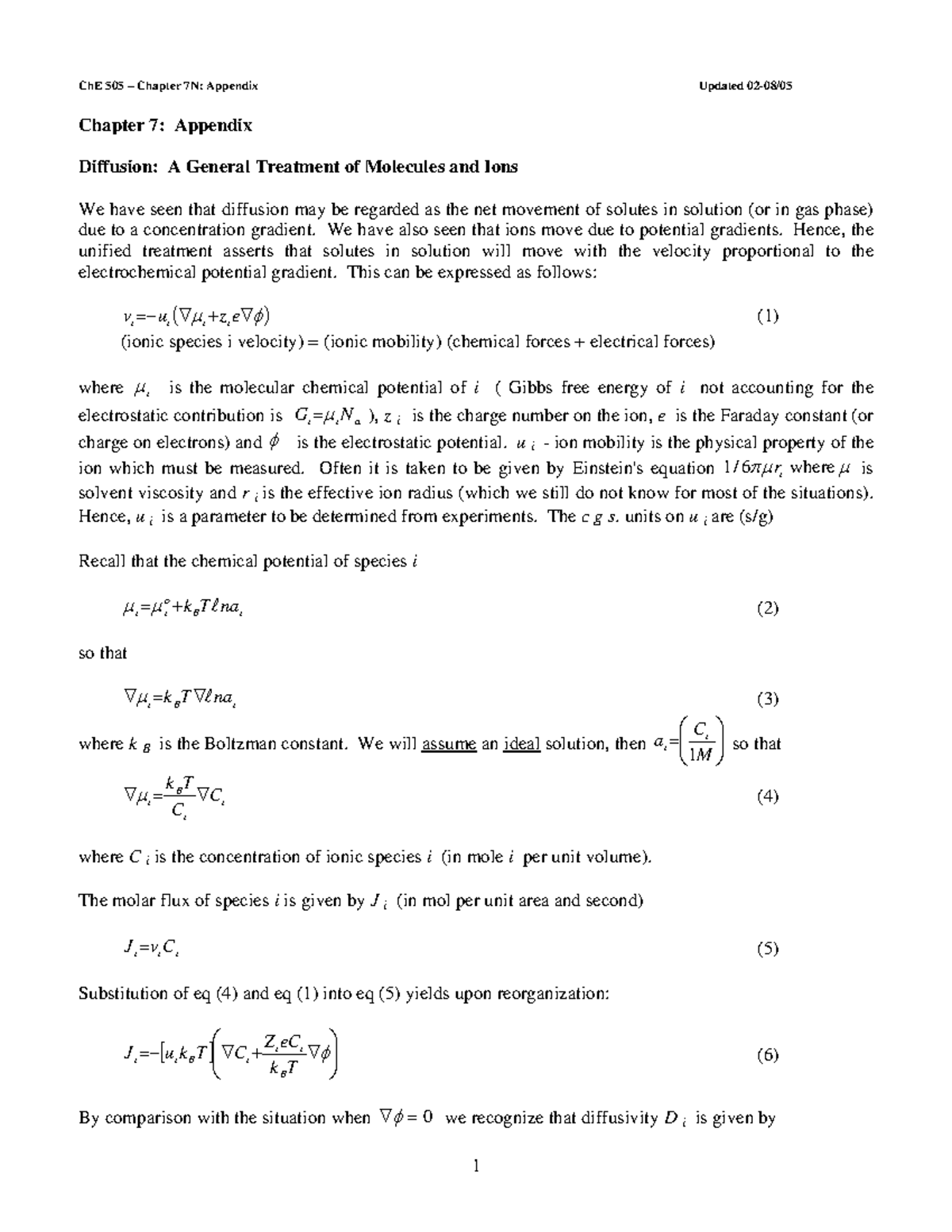 Ch E 505 Chapter 7N Appendix - ChE 505 – Chapter 7N: Appendix Updated ...