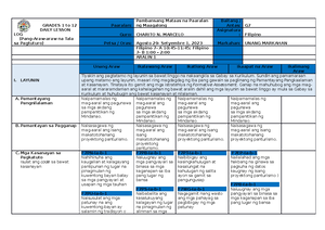 FPL MELCs - Grade Level : Grade 1 Subject : Mother Tongue Grading ...