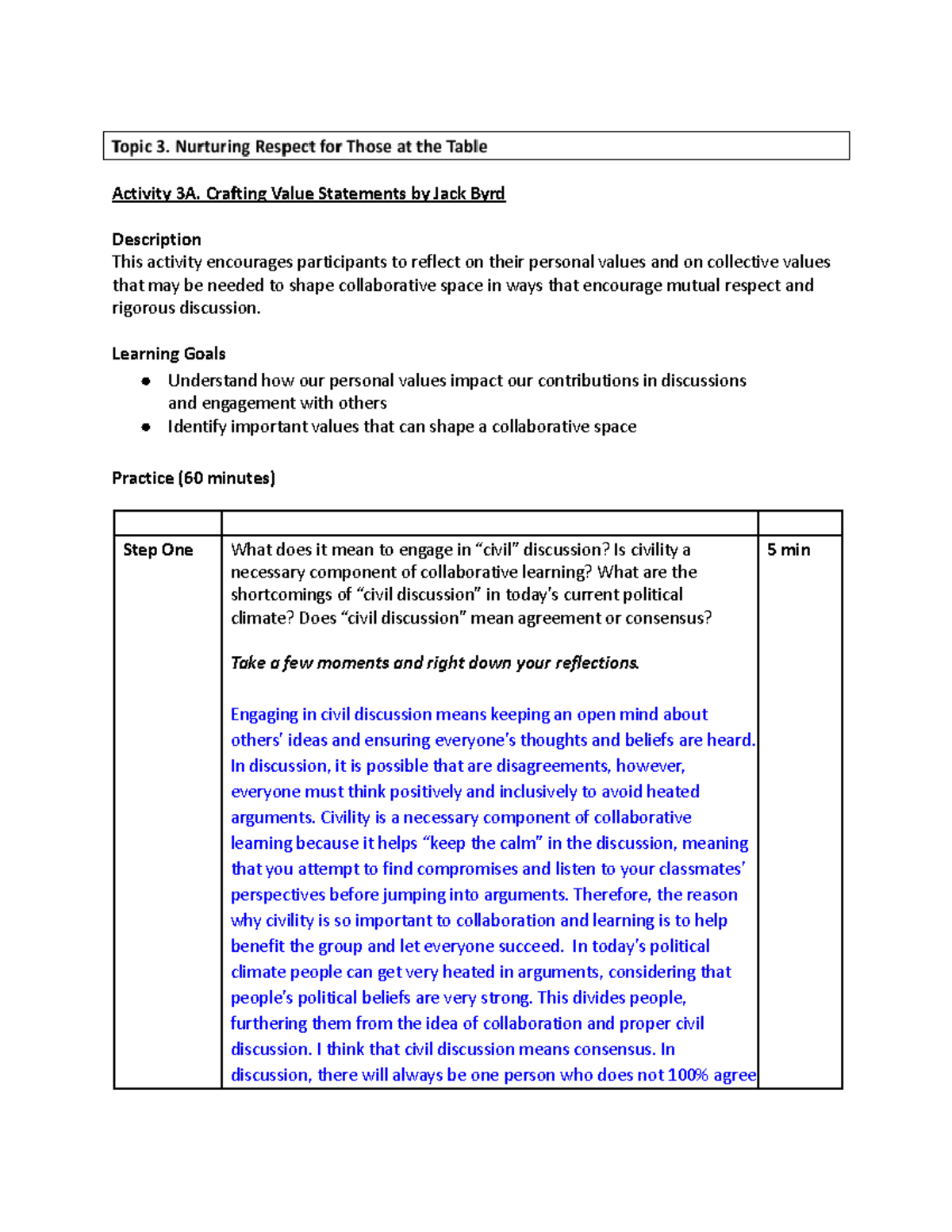 IF Module 1 Activity 3A - Activity 3A. Crafting Value Statements by ...