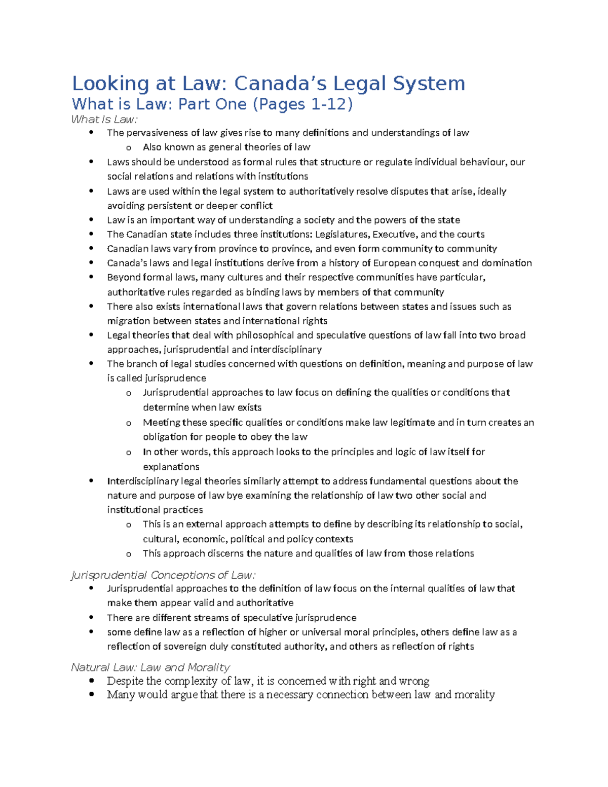 Looking at Law Canada’s Legal System {Notes} - Looking at Law: Canada’s ...